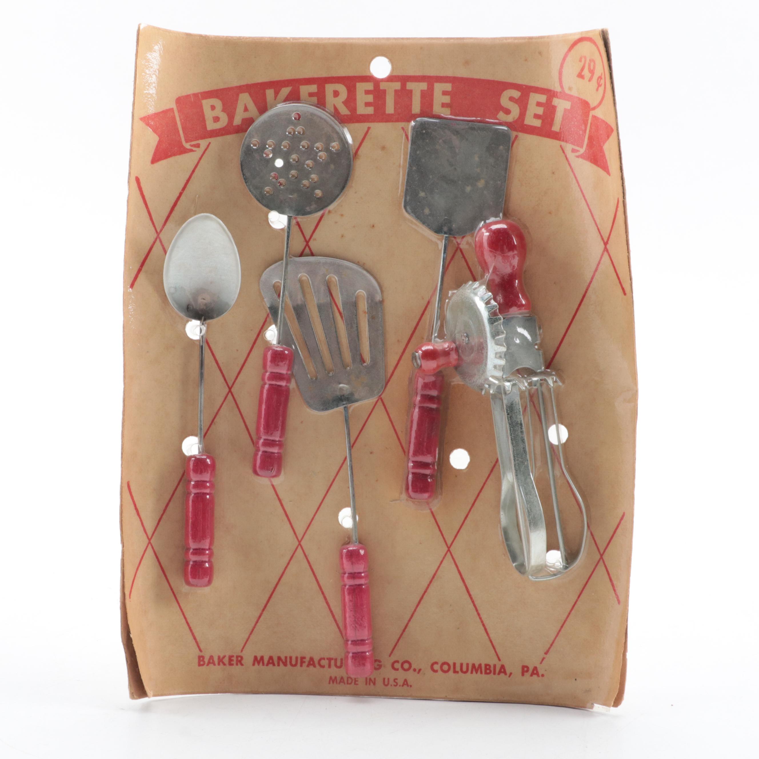 Baker with Other Toy Kitchen Utensils and Weaving Loom, Early to Mid ...