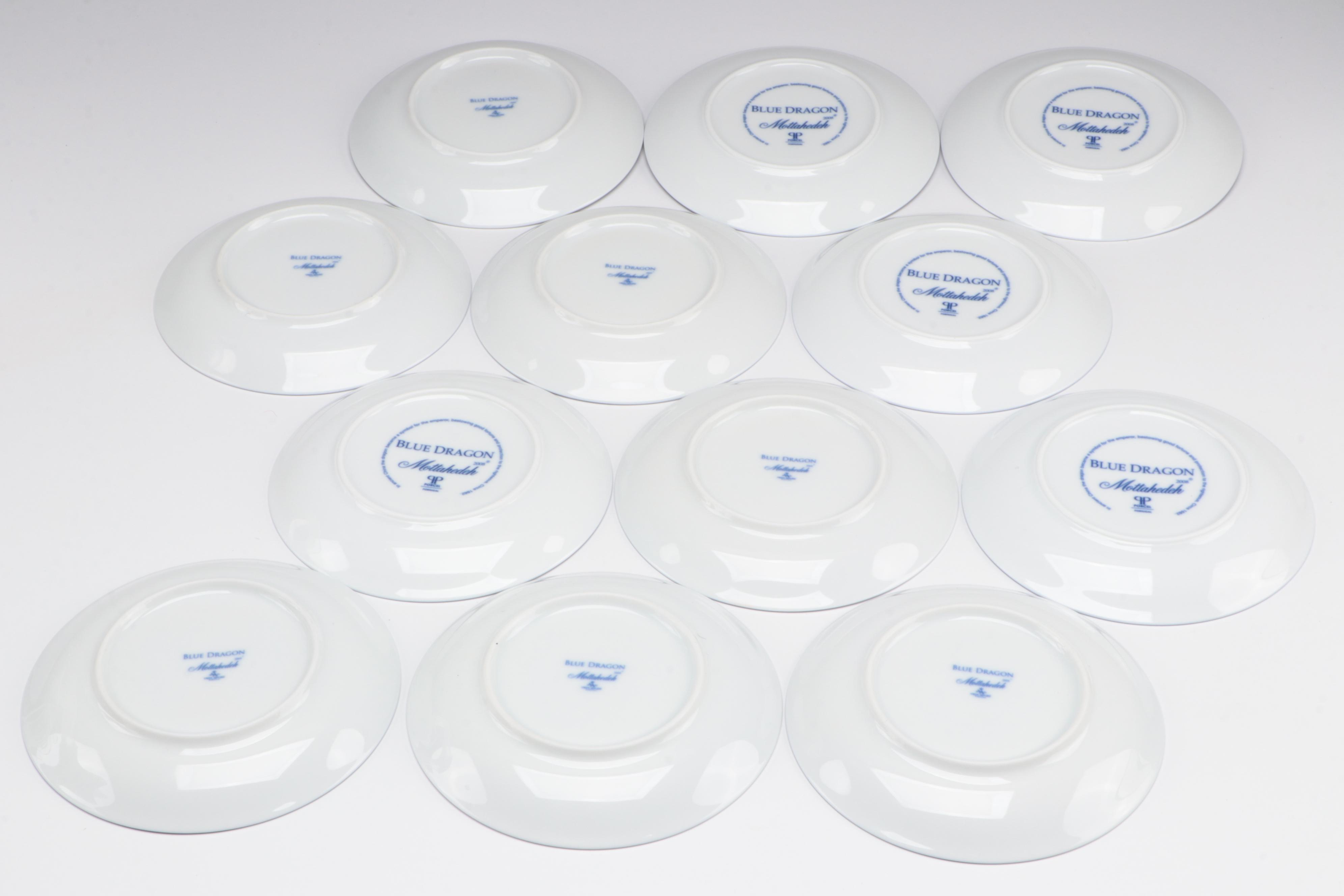 Mottahedeh "Blue Dragon" Lattice Rim Porcelain Saucers | EBTH