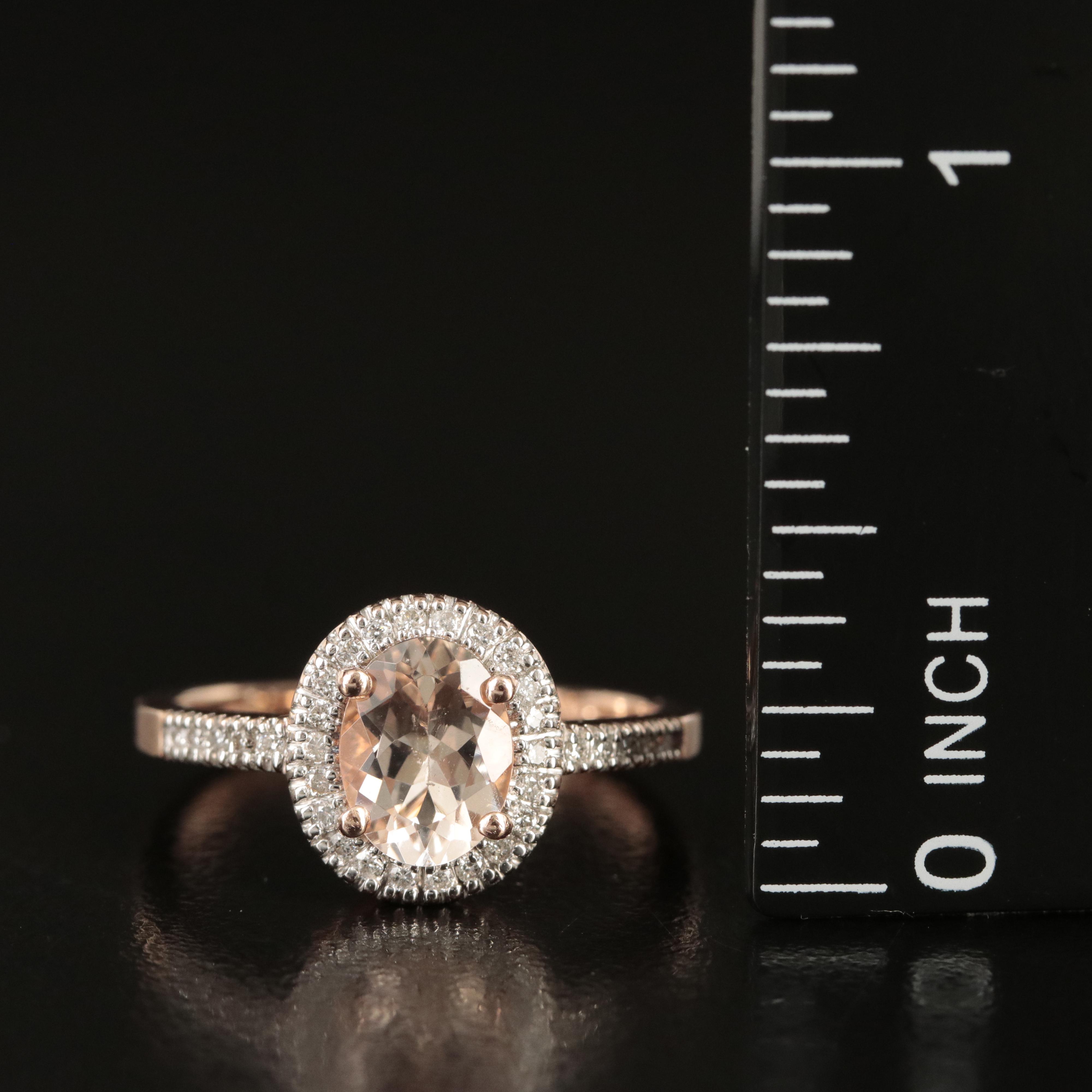 14K Rose Gold Morganite and Diamond Ring | EBTH