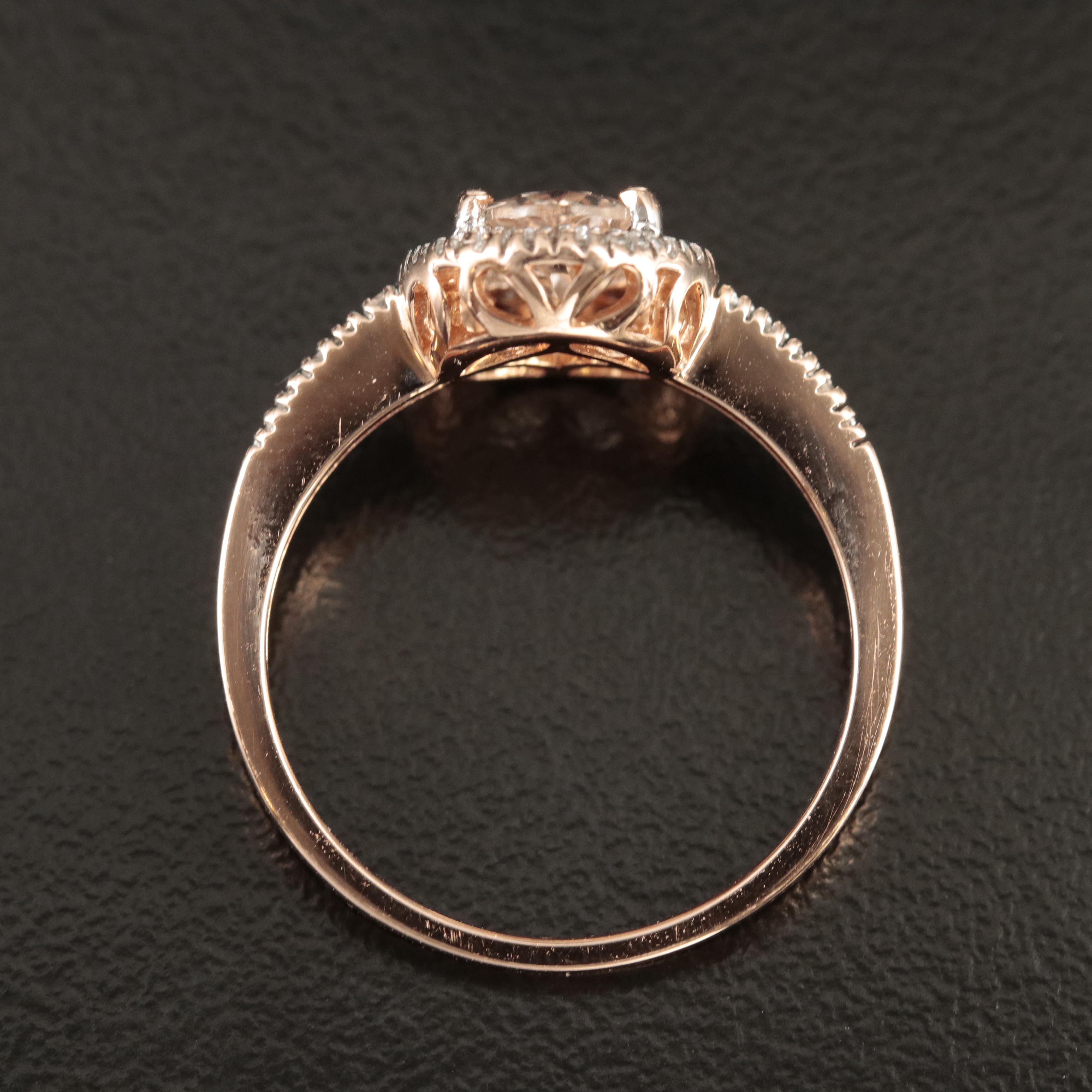 14K Rose Gold Morganite and Diamond Ring | EBTH