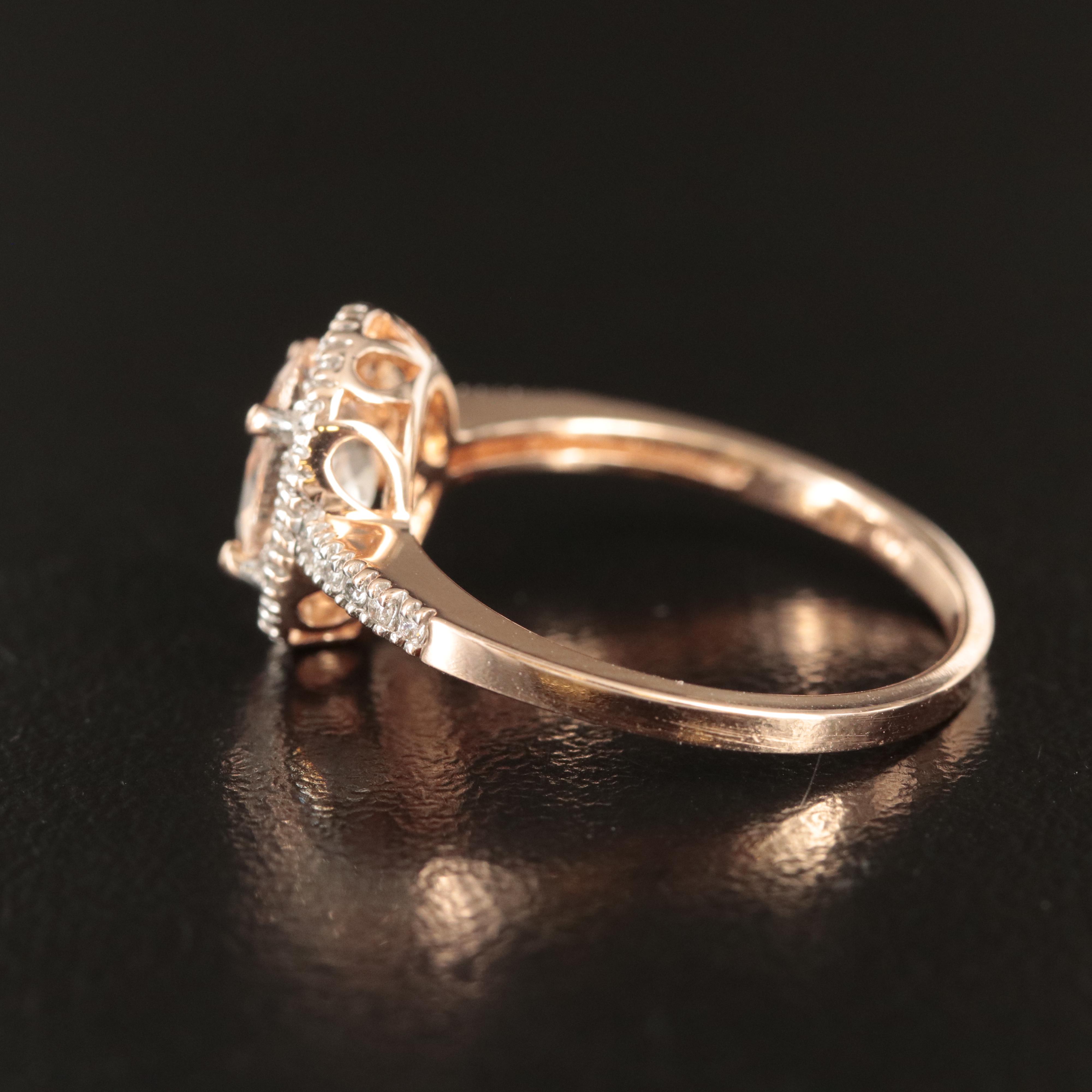 14K Rose Gold Morganite and Diamond Ring | EBTH