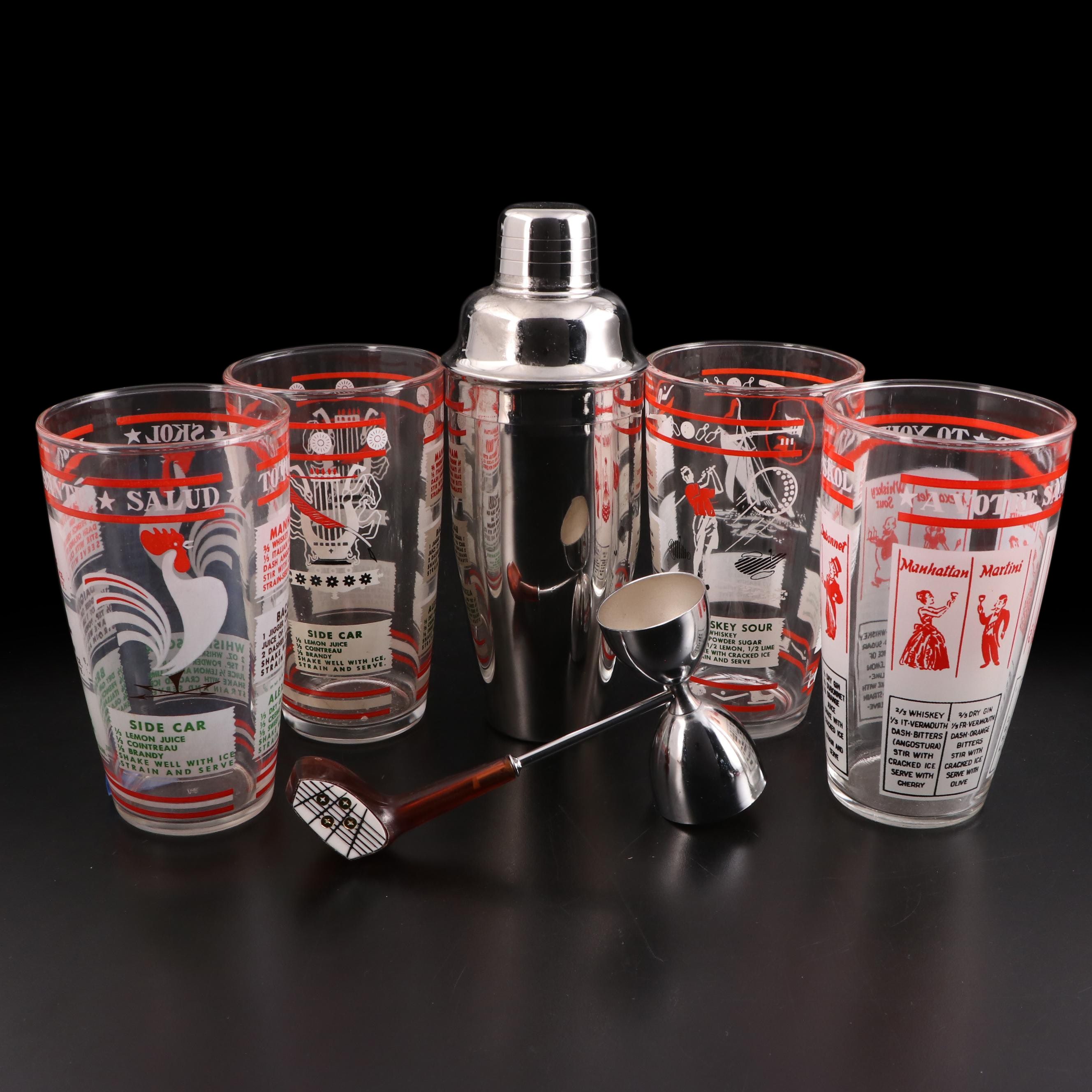 Hazel Atlas with Other Cocktail Shakers and Golf Themed Double Jigger ...