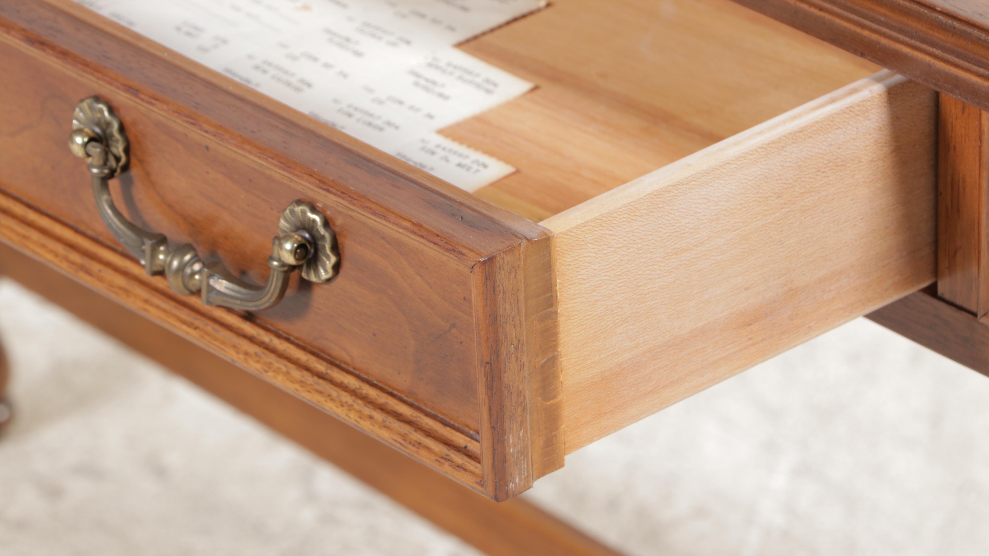 Drexel "Italian" Walnut and Ash Console Table with Two Custom ...