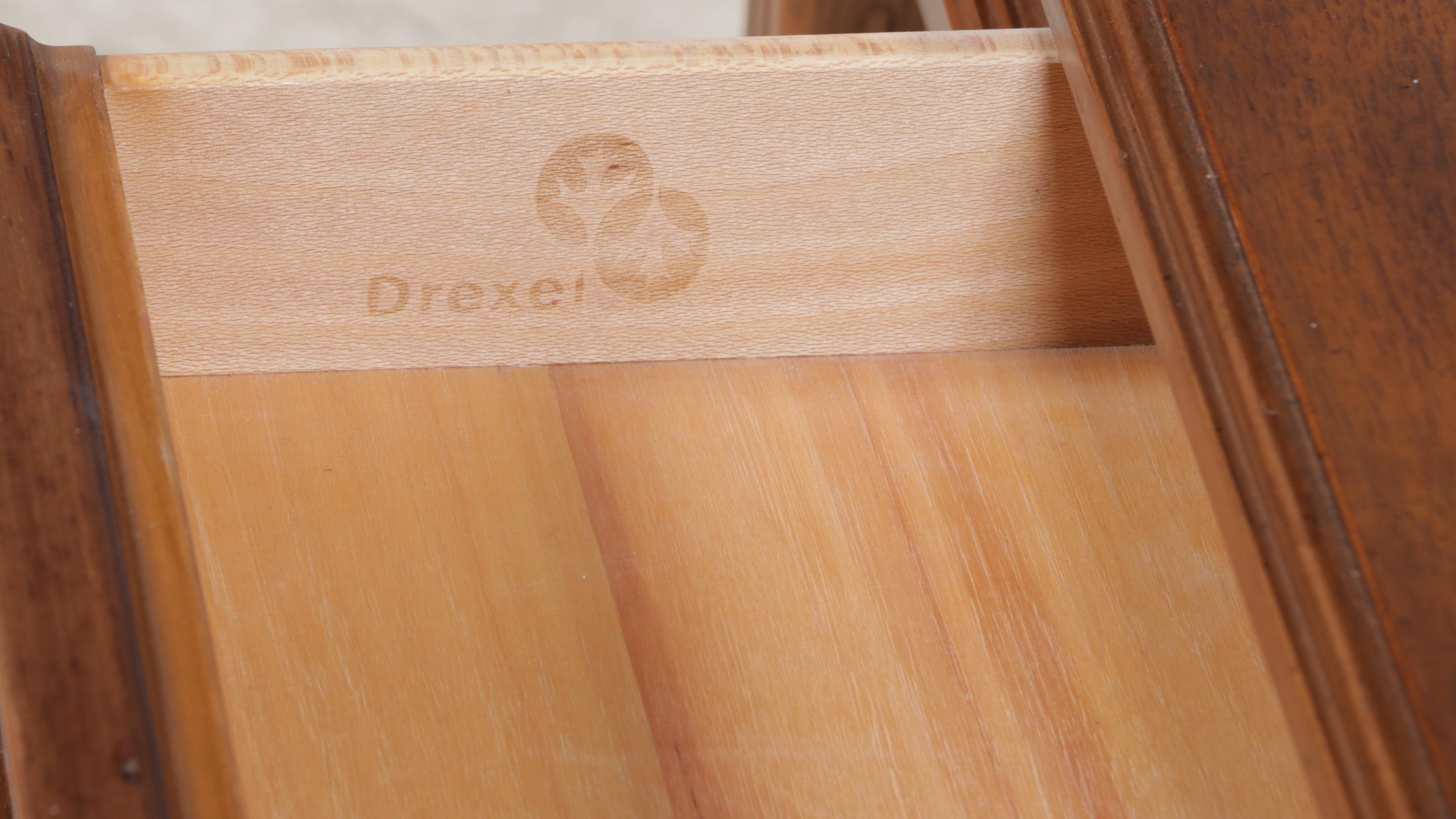 Drexel "Italian" Walnut and Ash Console Table with Two Custom ...