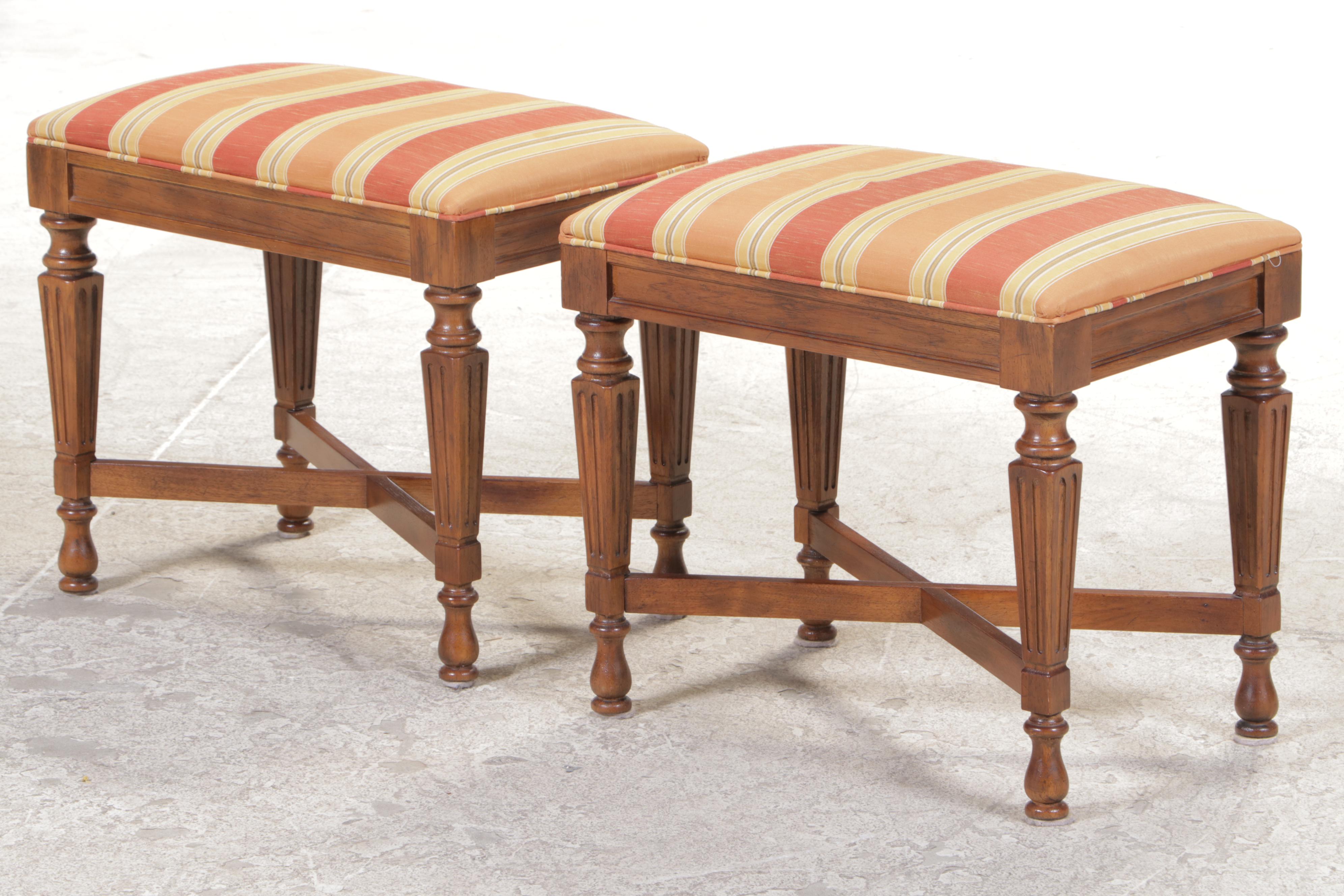 Drexel "Italian" Walnut and Ash Console Table with Two Custom ...