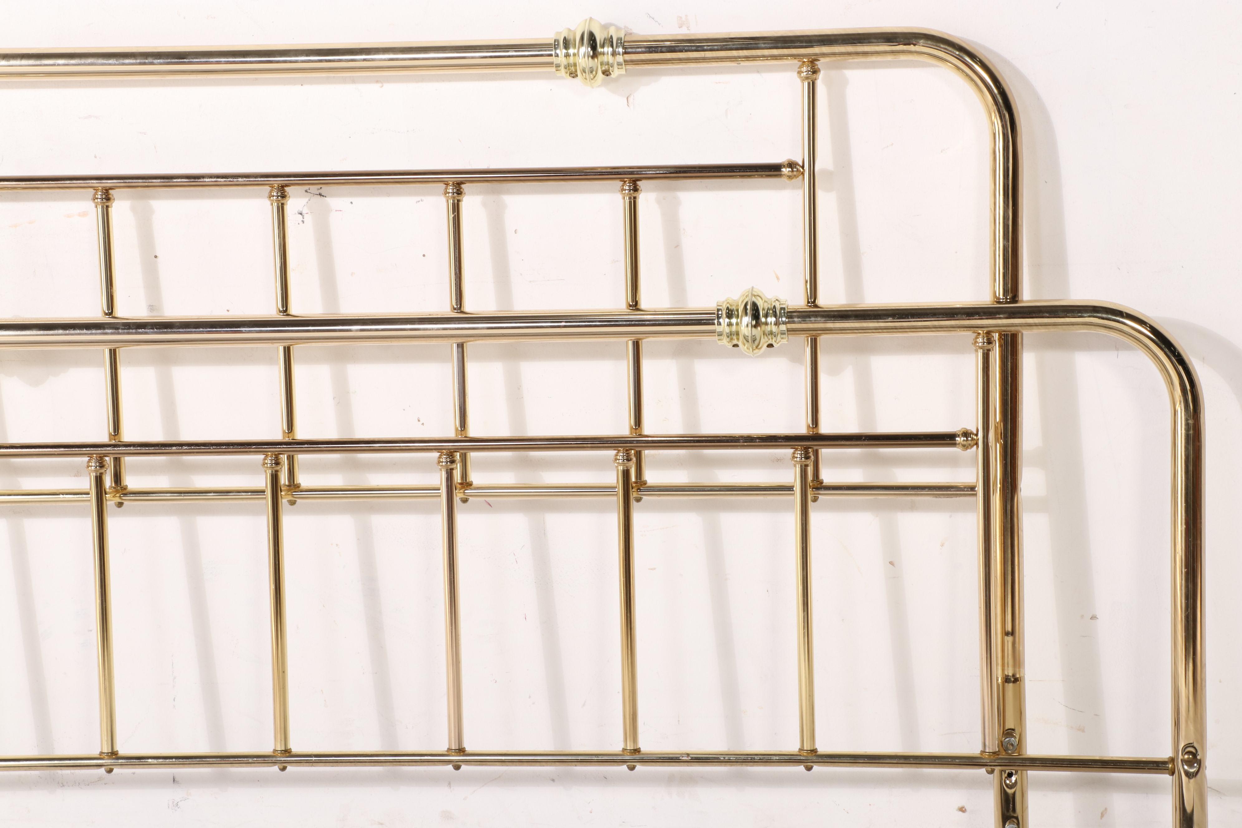 Brass-Patinated and Tubular Metal King Size Bed Frame, Late 20th ...