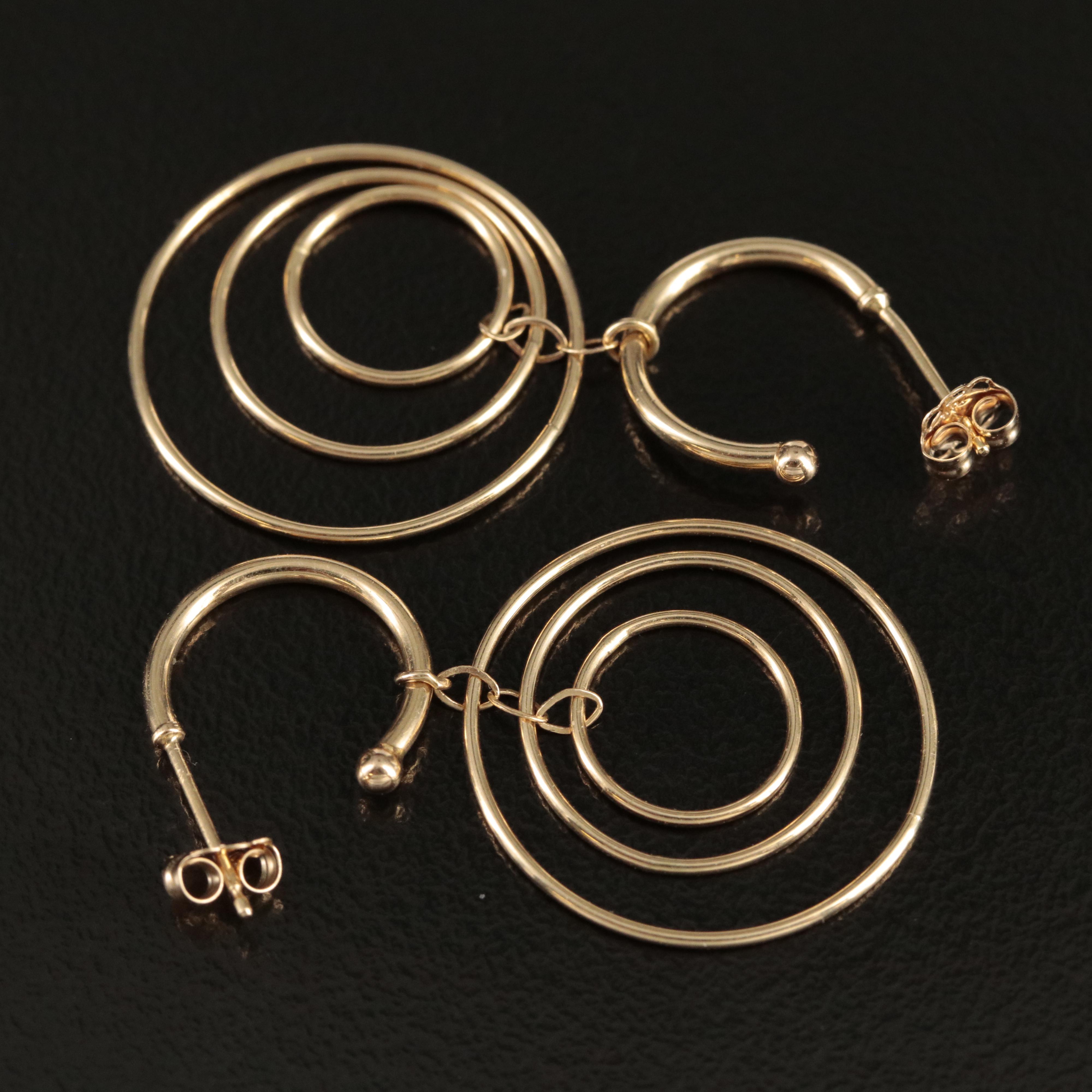 14K Concentric Circle Earrings | EBTH