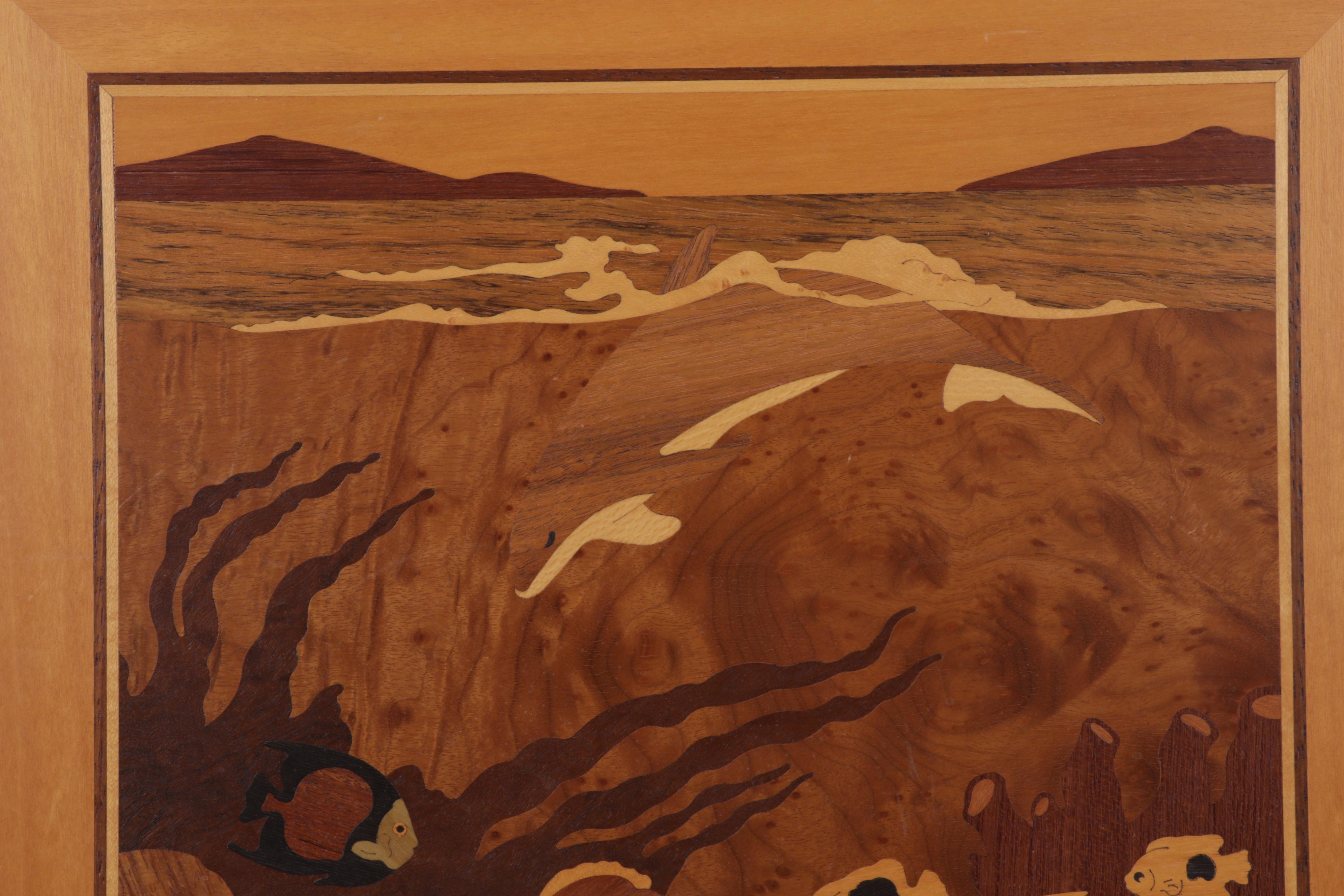Hudson River Inlay Wood Marquetry Wall Hanging "Sea Frolic," Circa 1995 ...