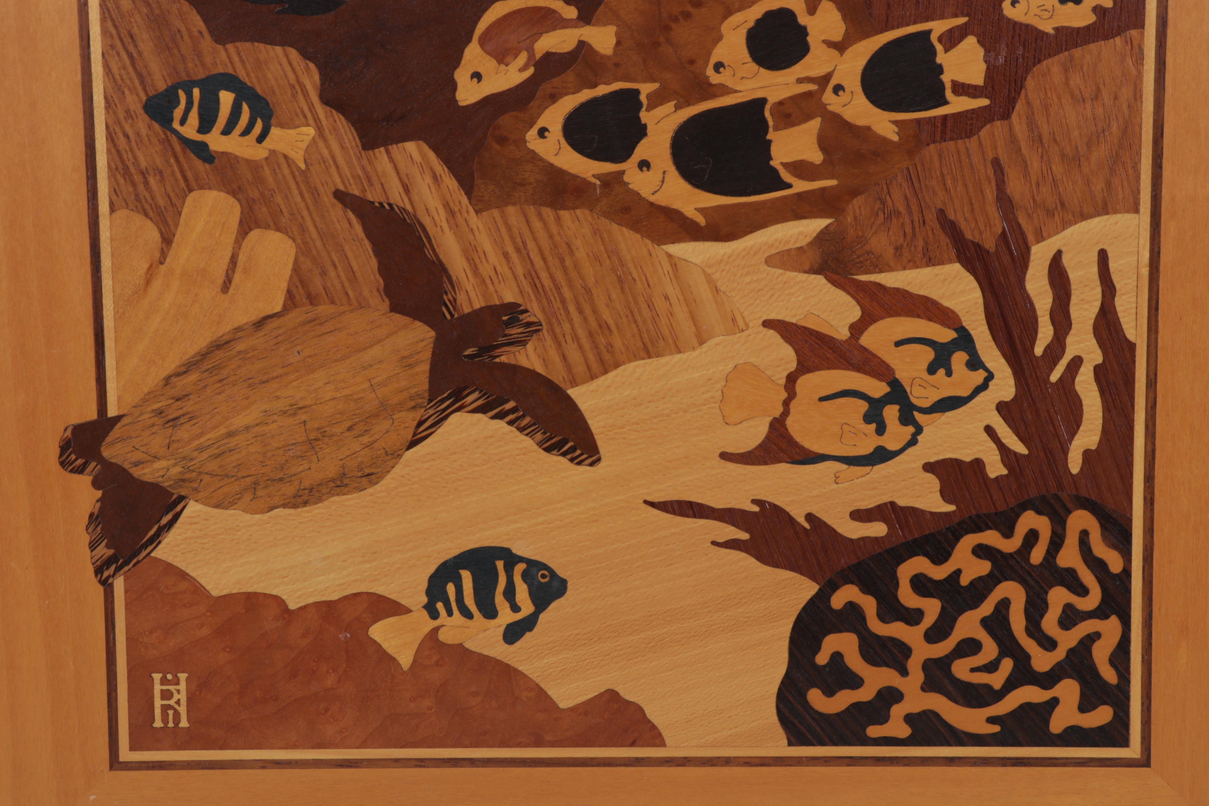 Hudson River Inlay Wood Marquetry Wall Hanging "Sea Frolic," Circa 1995 ...