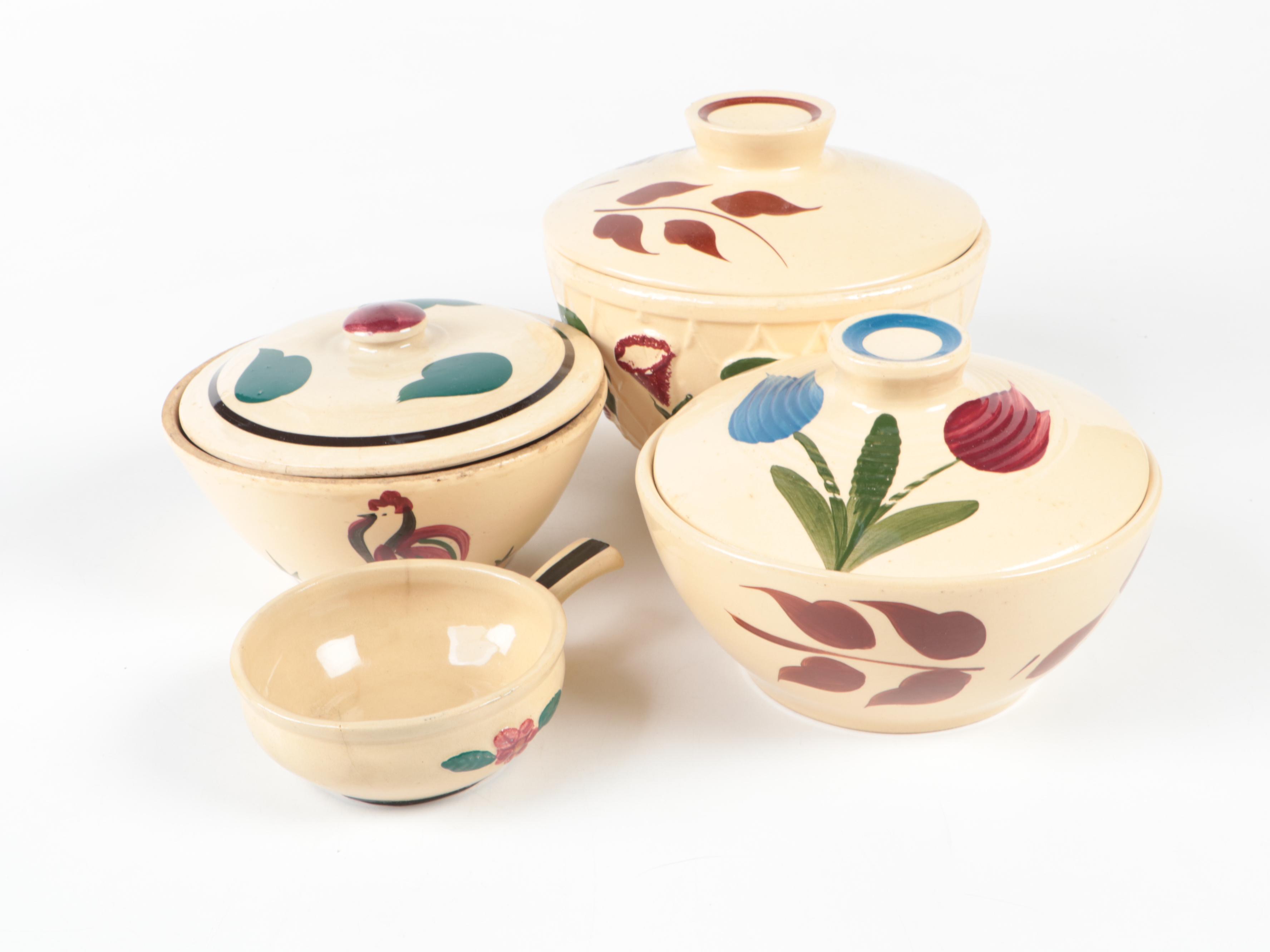 Watt Pottery "Rooster", "Tulip" and More Stoneware Bakeware, Mid-Late ...