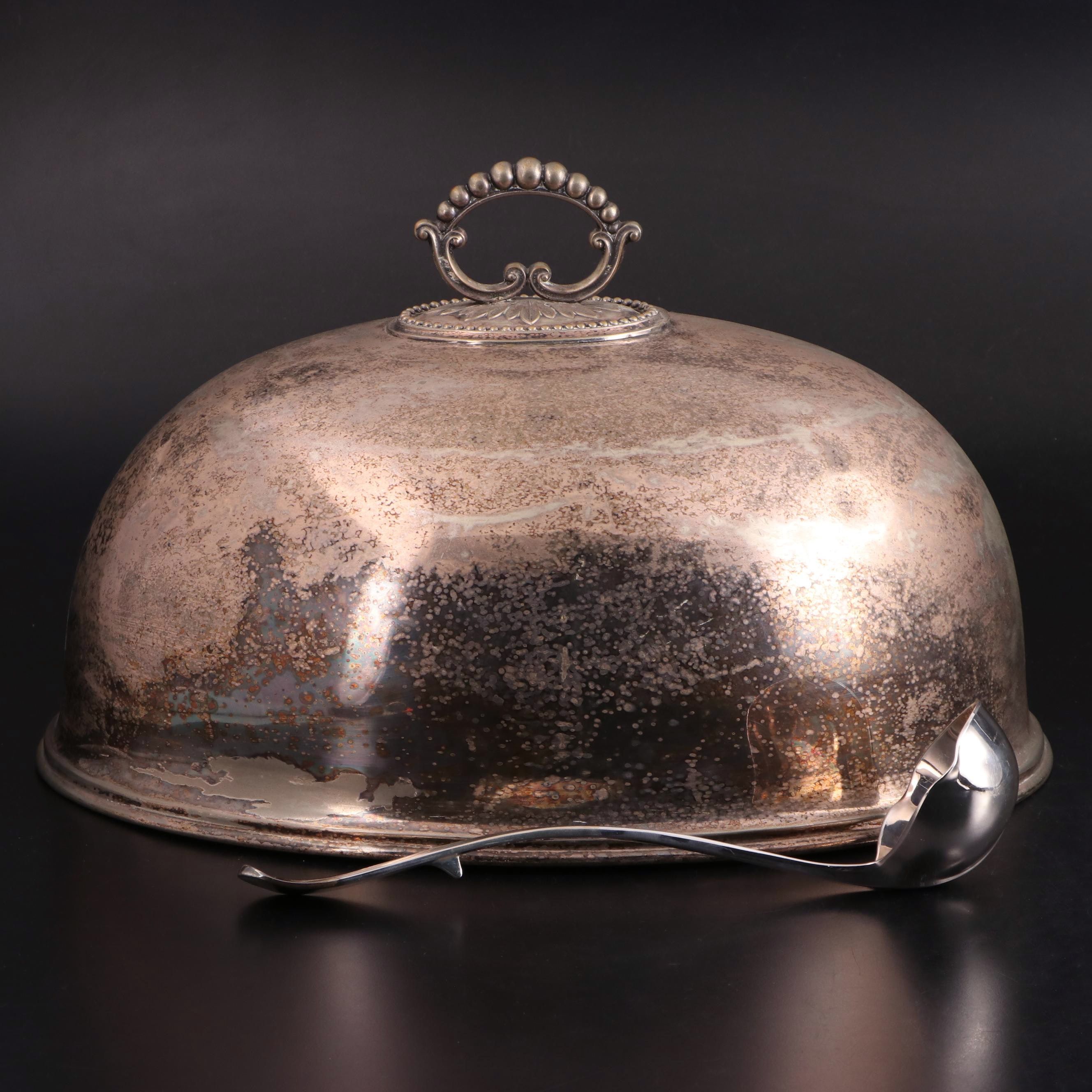 English Gerity "Gerogian" Ladle with Other Silver Plate Meat Dome, 20th ...