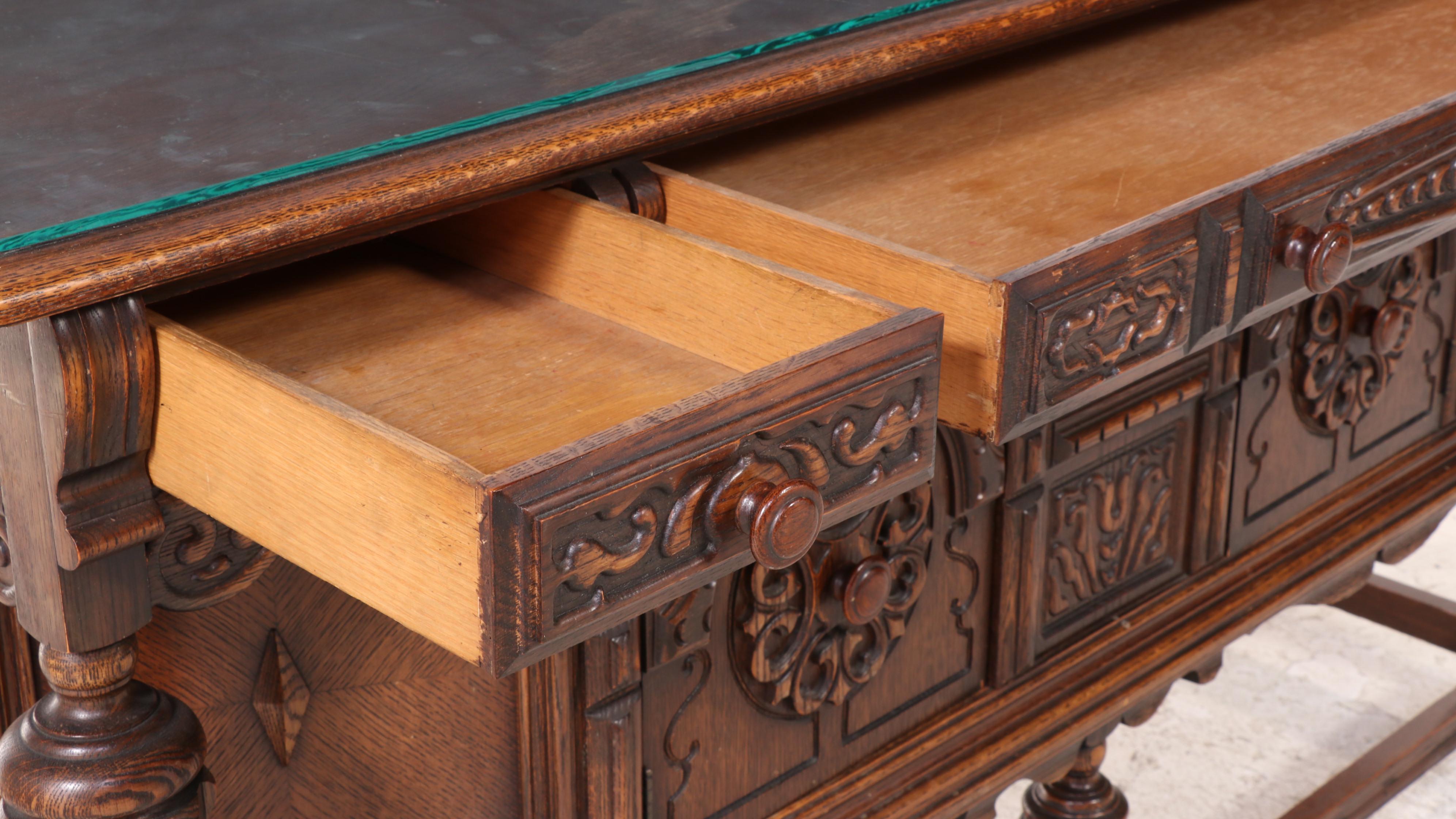 Tudor Style Oak Sideboard, Mid-20th Century | EBTH