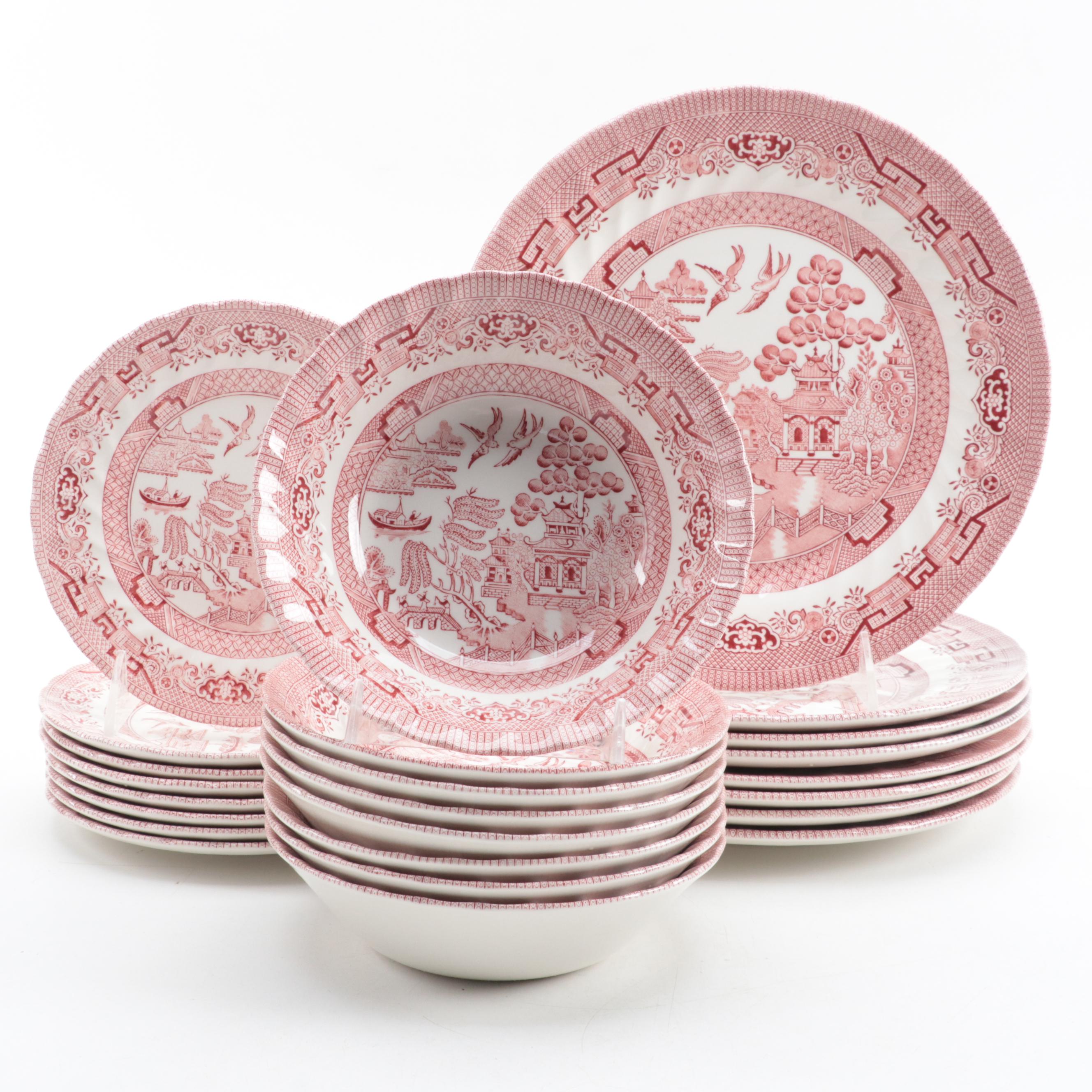 Wessex Collection English Ceramic Pink Willow Dinnerware | EBTH
