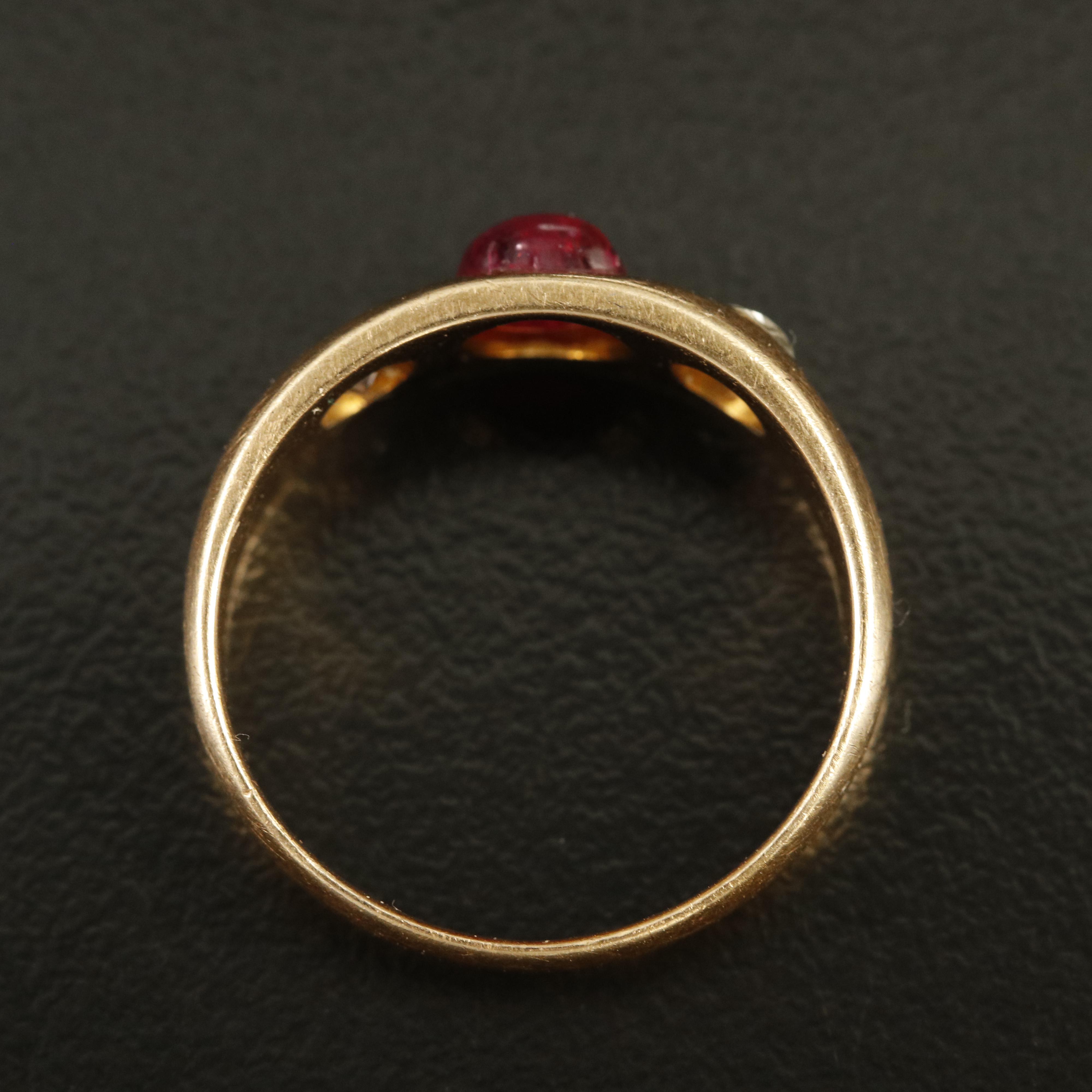 Vintage 18K Ruby and Diamond Gypsy Set Band | EBTH