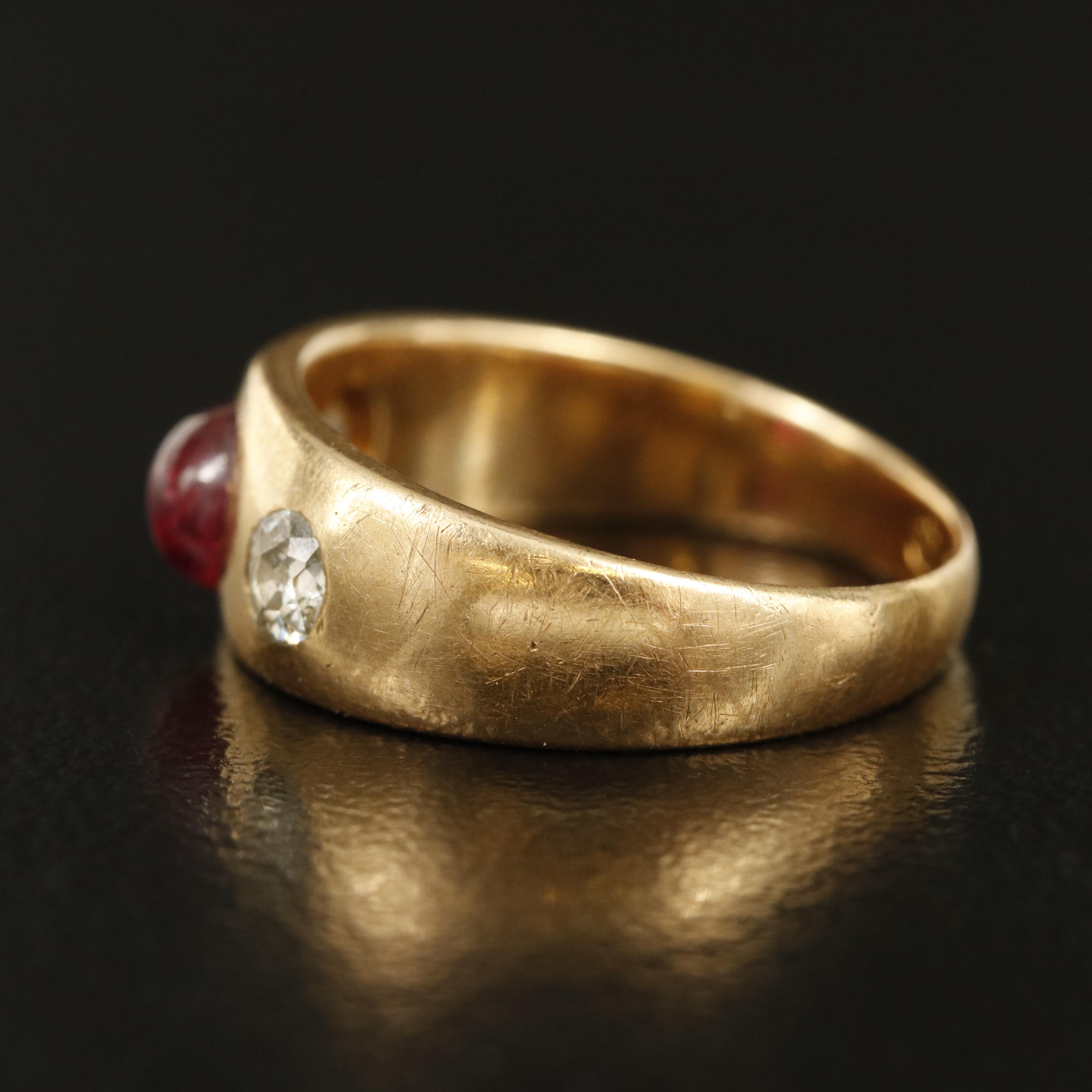 Vintage 18K Ruby and Diamond Gypsy Set Band | EBTH