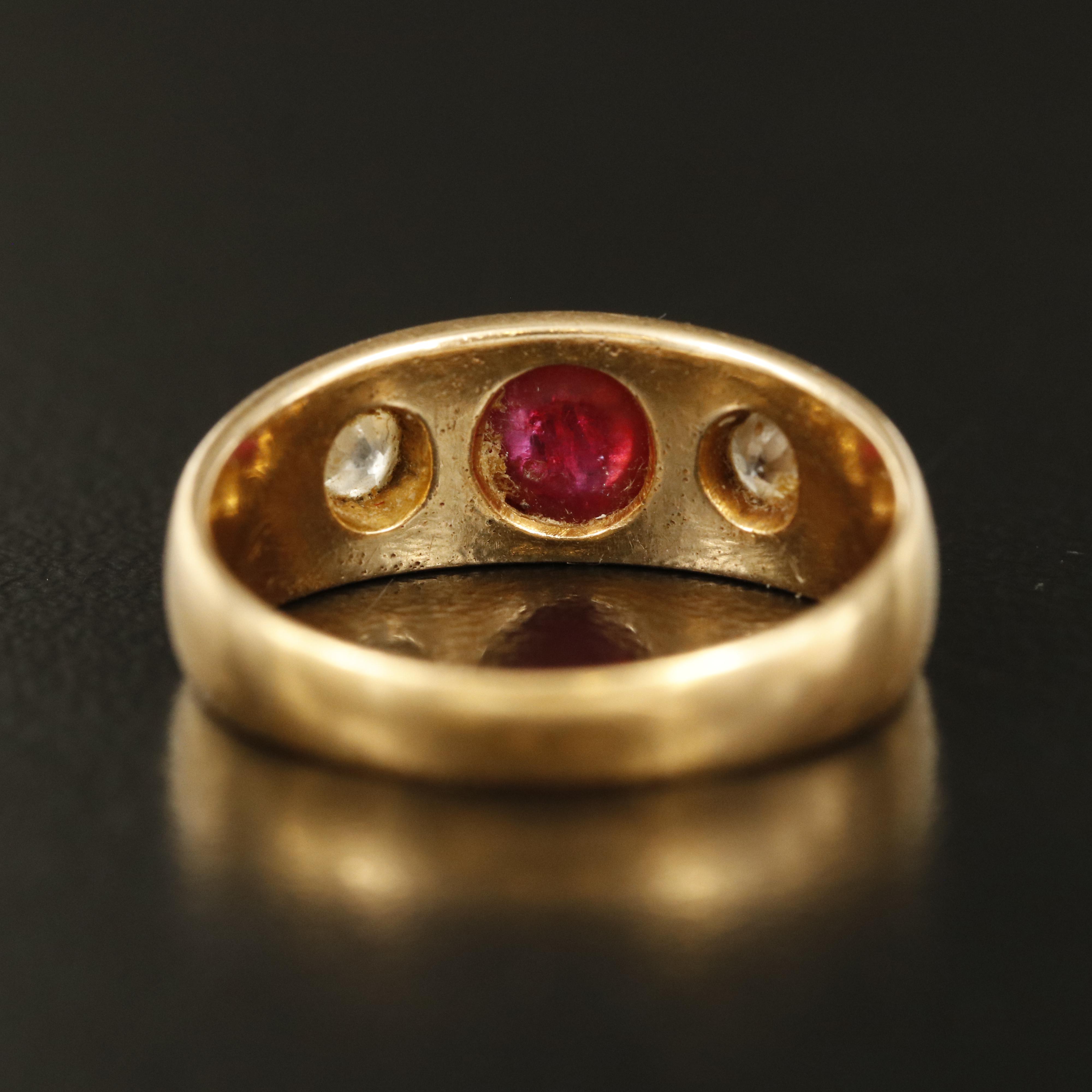 Vintage 18K Ruby and Diamond Gypsy Set Band | EBTH