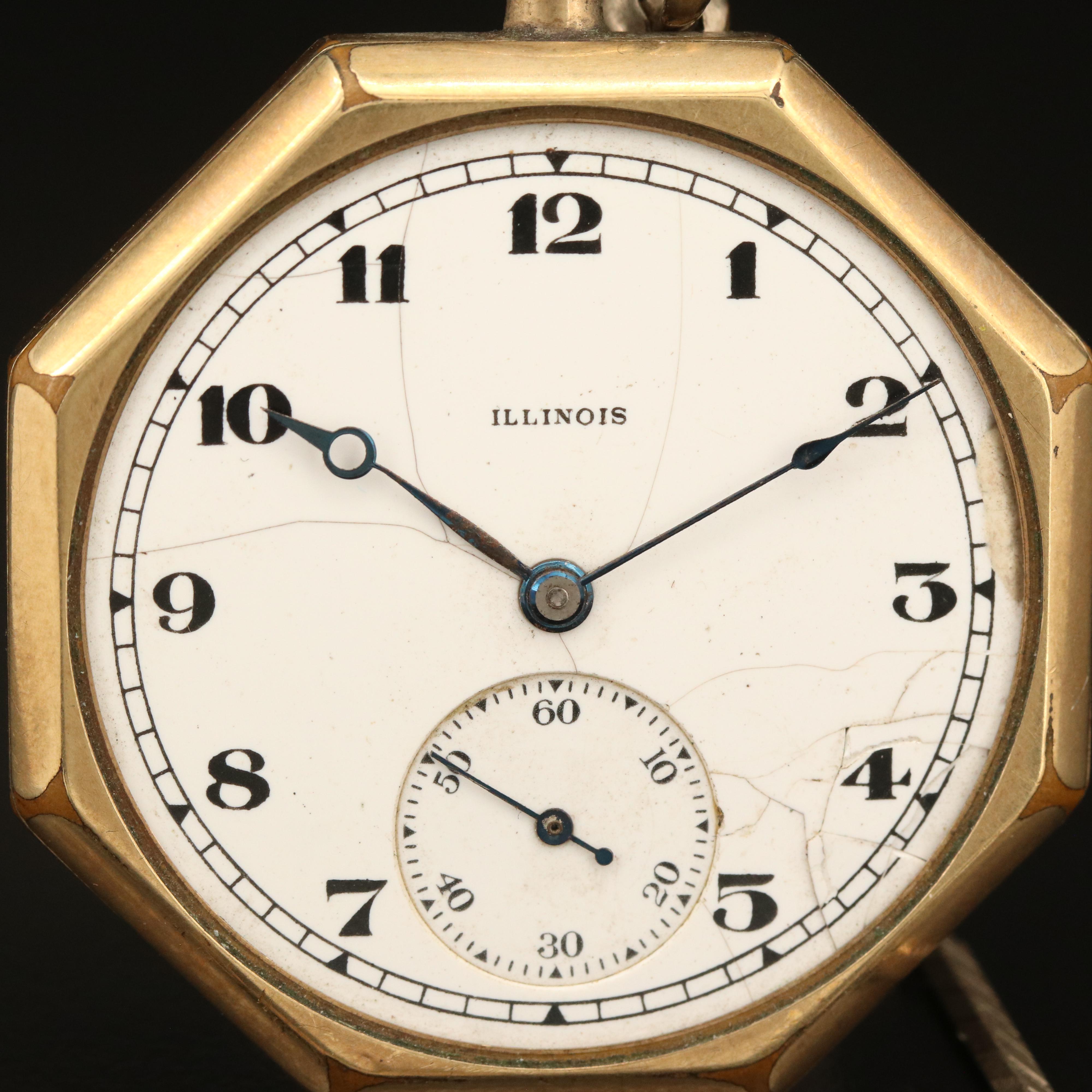 1916 Illinois Octagonal Pocket Watch | EBTH