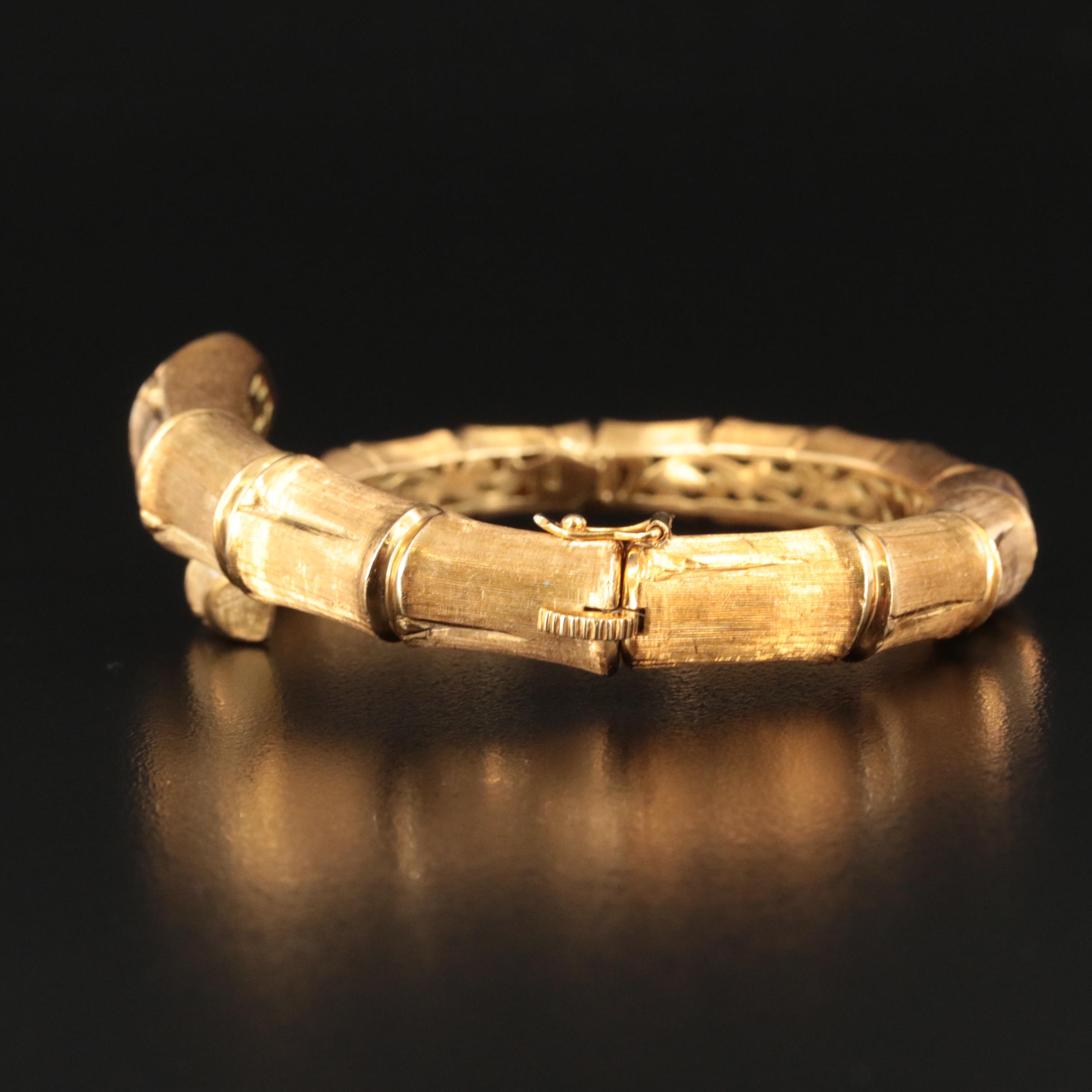 18K Bamboo Bypass Hinged Bangle | EBTH