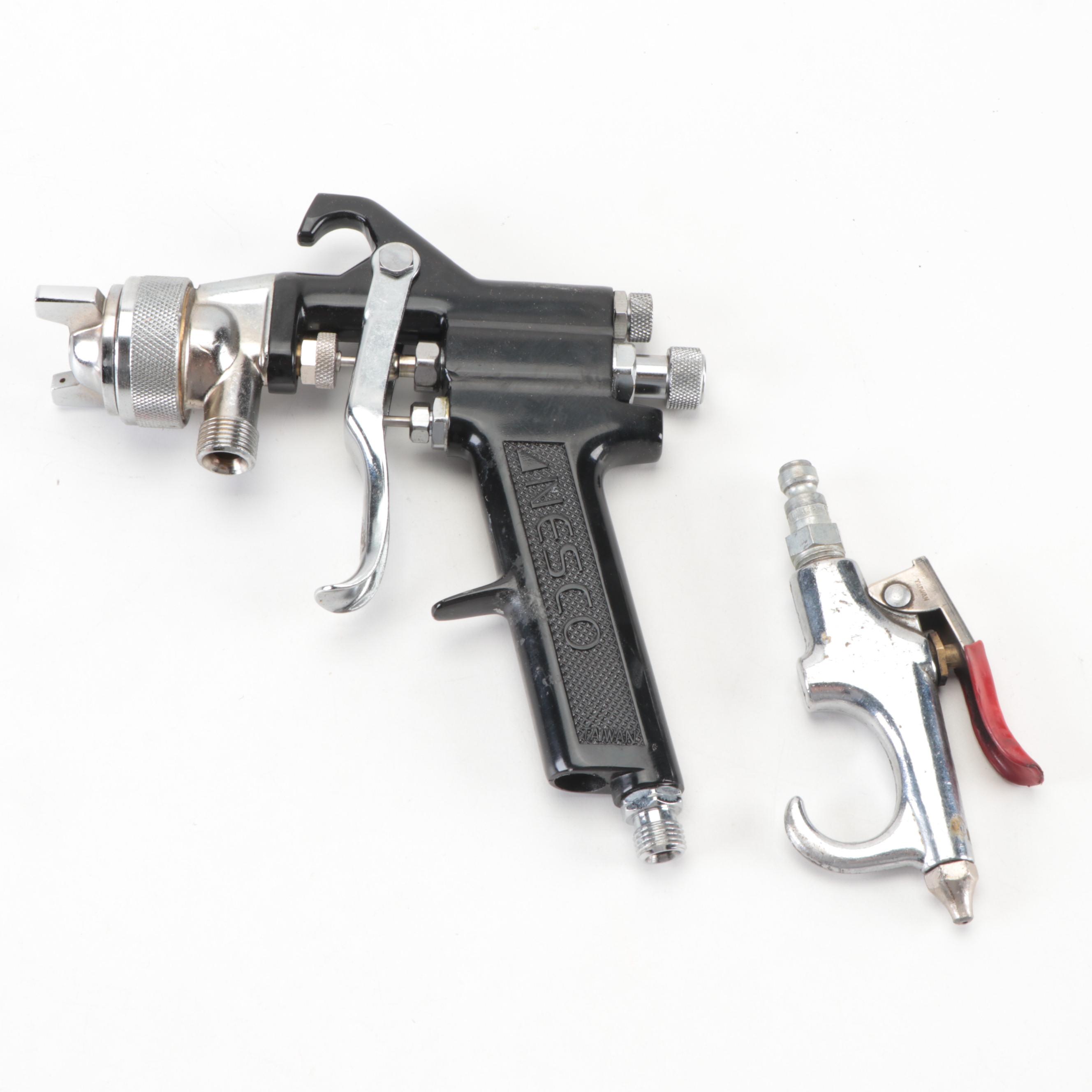 Gravity Feed Pneumatic Air Spray Guns With Gauges, Air Blow Gun | EBTH