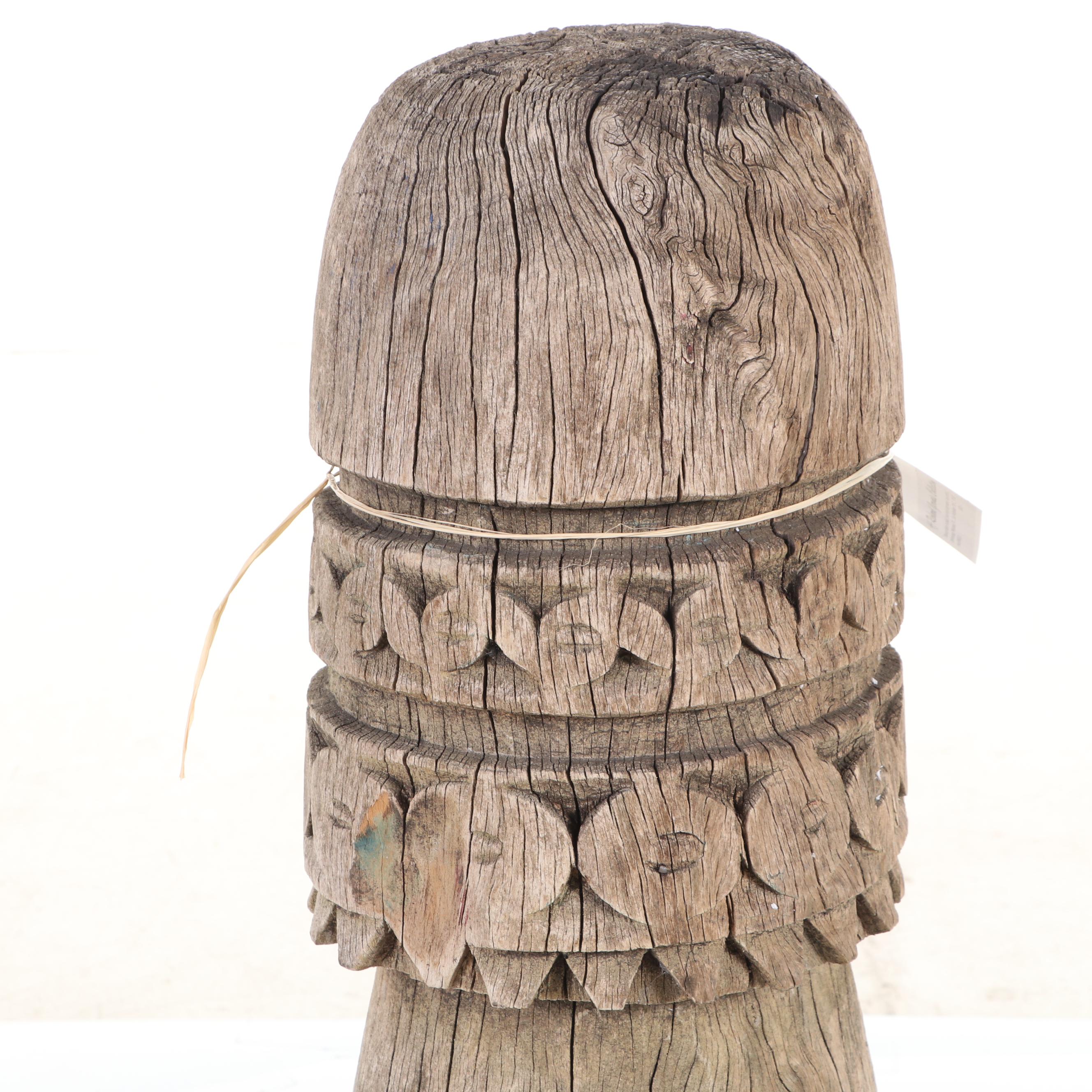 Philippine Carved Wood Tausug Grave Marker "Sunduk" | EBTH