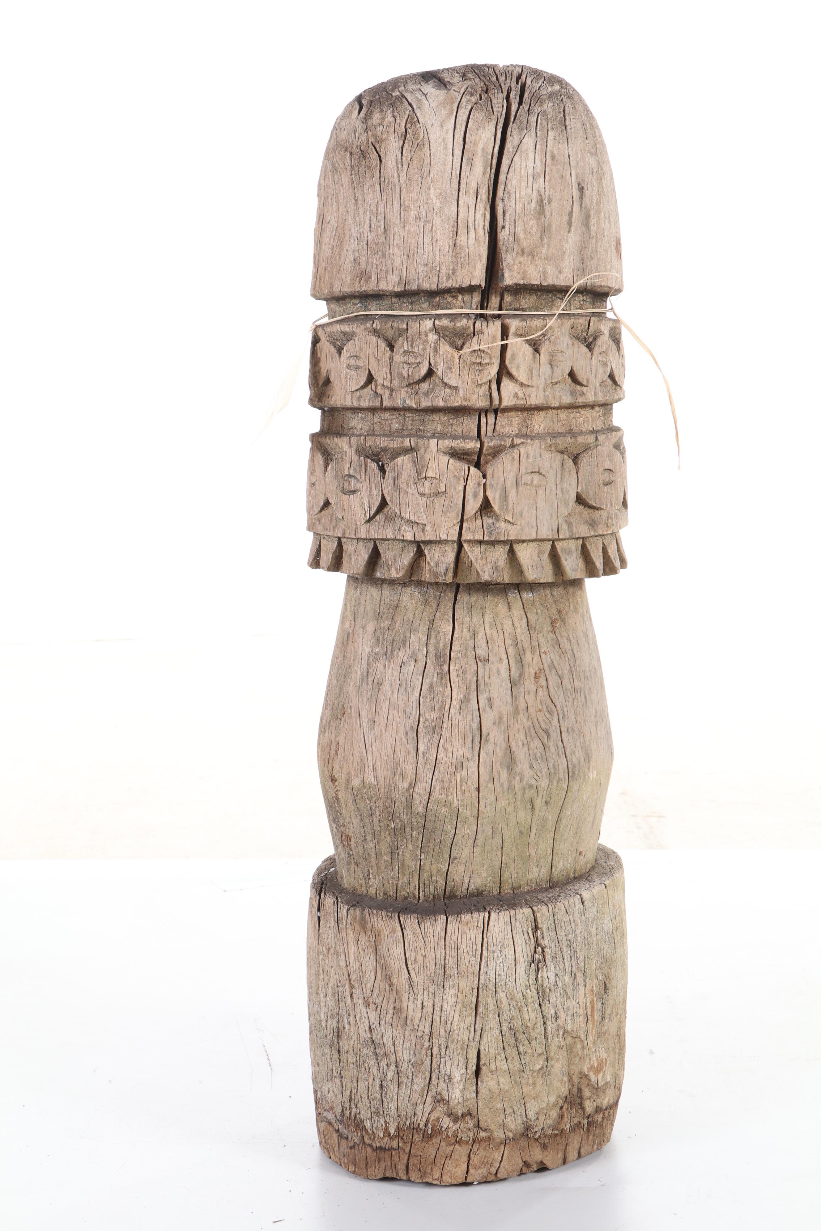 Philippine Carved Wood Tausug Grave Marker "Sunduk" | EBTH