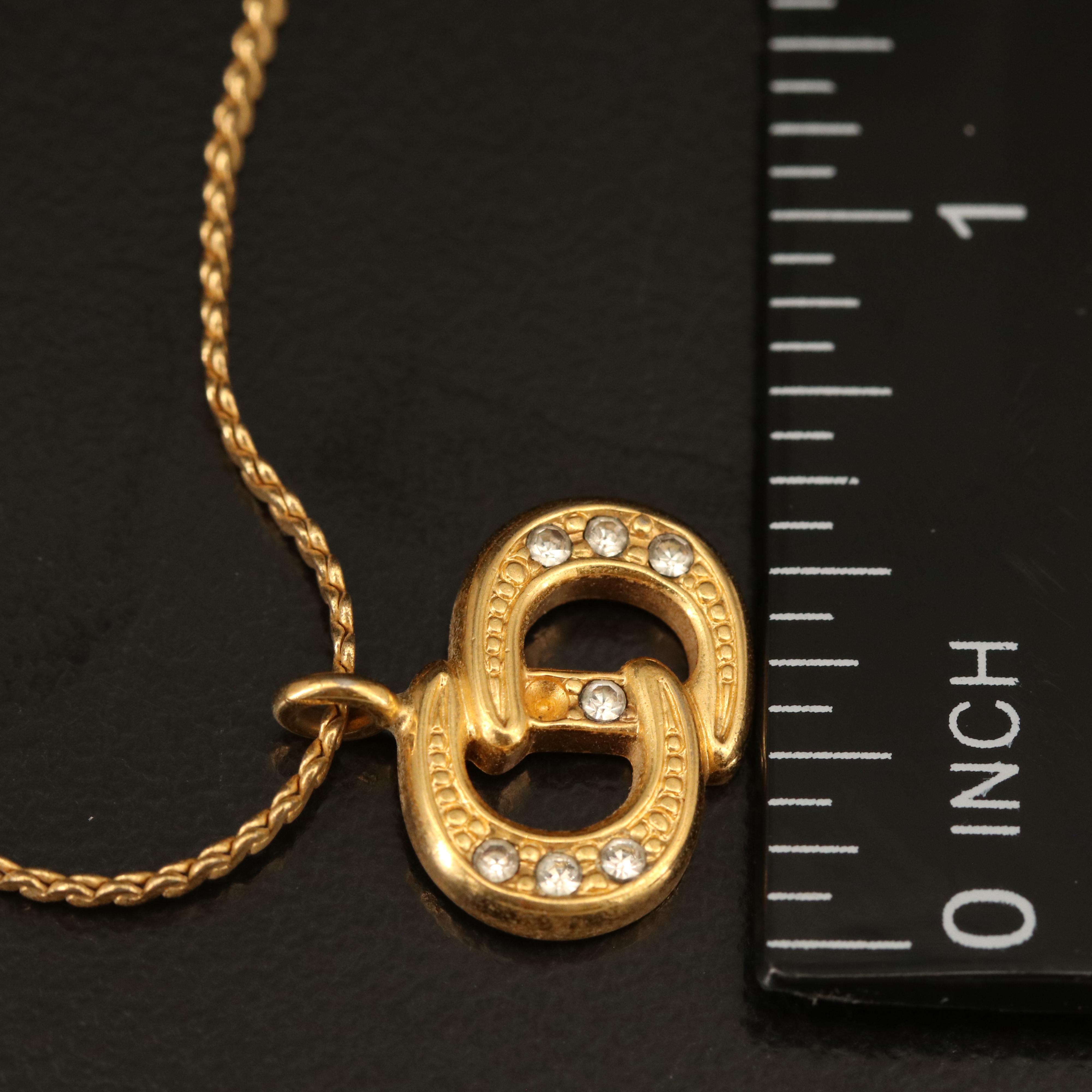 Christian Dior Rhinestone Logo Necklace | EBTH