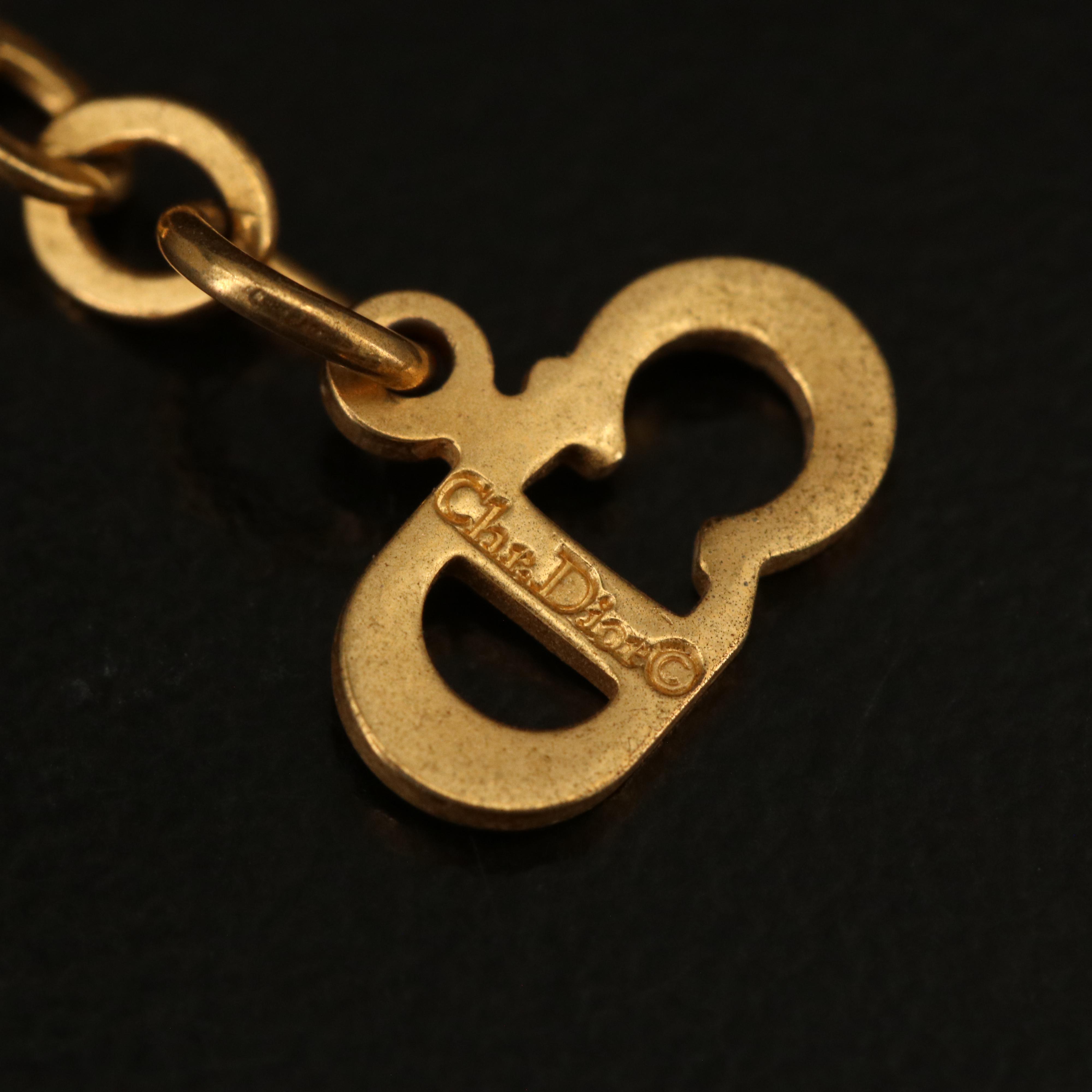 Christian Dior Rhinestone Logo Necklace | EBTH