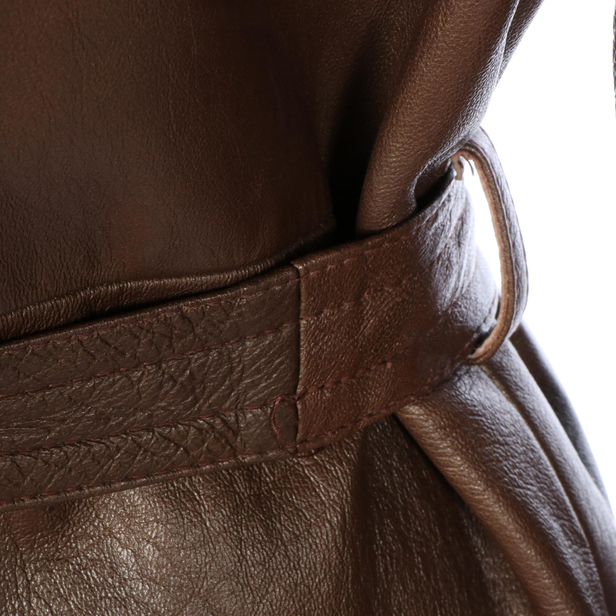 Belted Leather Trench Coat with Fox Fur Collar from 24K Leather by Dan ...