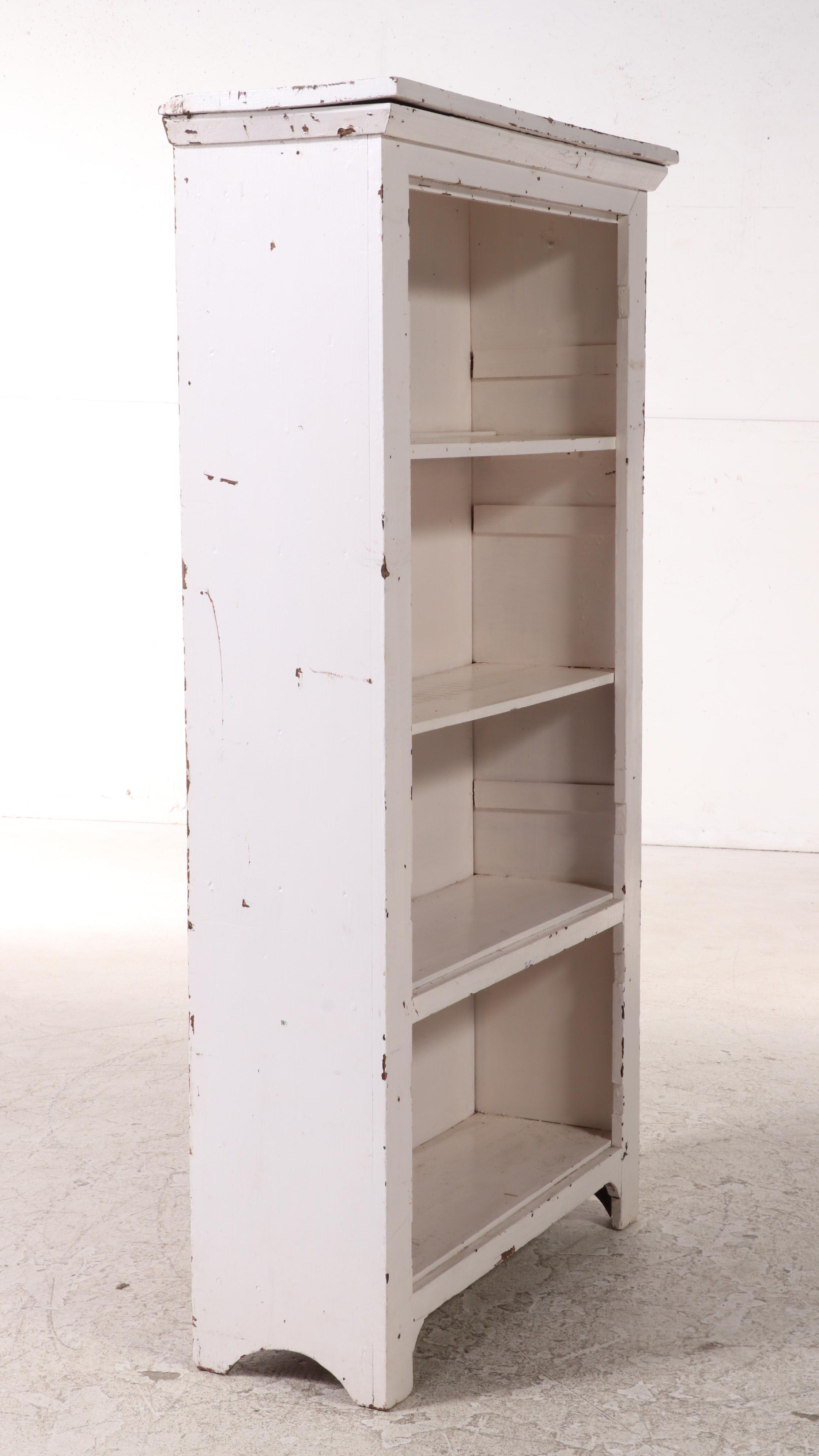 American Primitive White-Painted Wood Four-Tier Bookcase, Late 19th ...