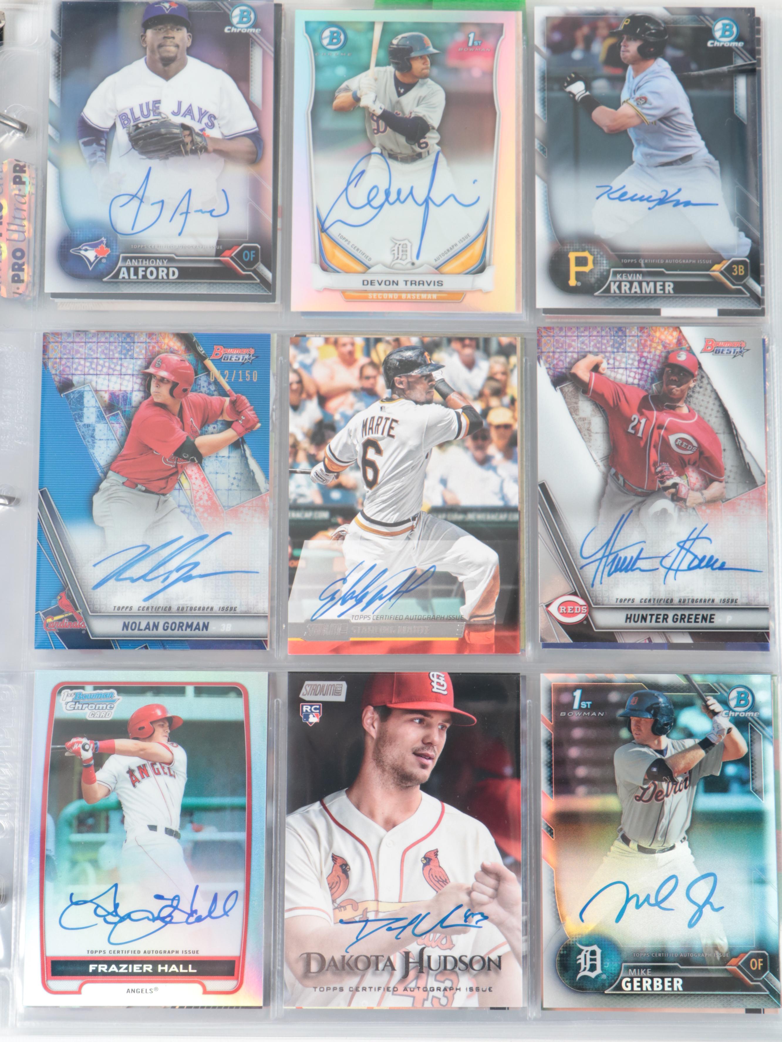 Bowman, Other Signed Baseball Cards with Chavis, Marte and More, 2010s ...
