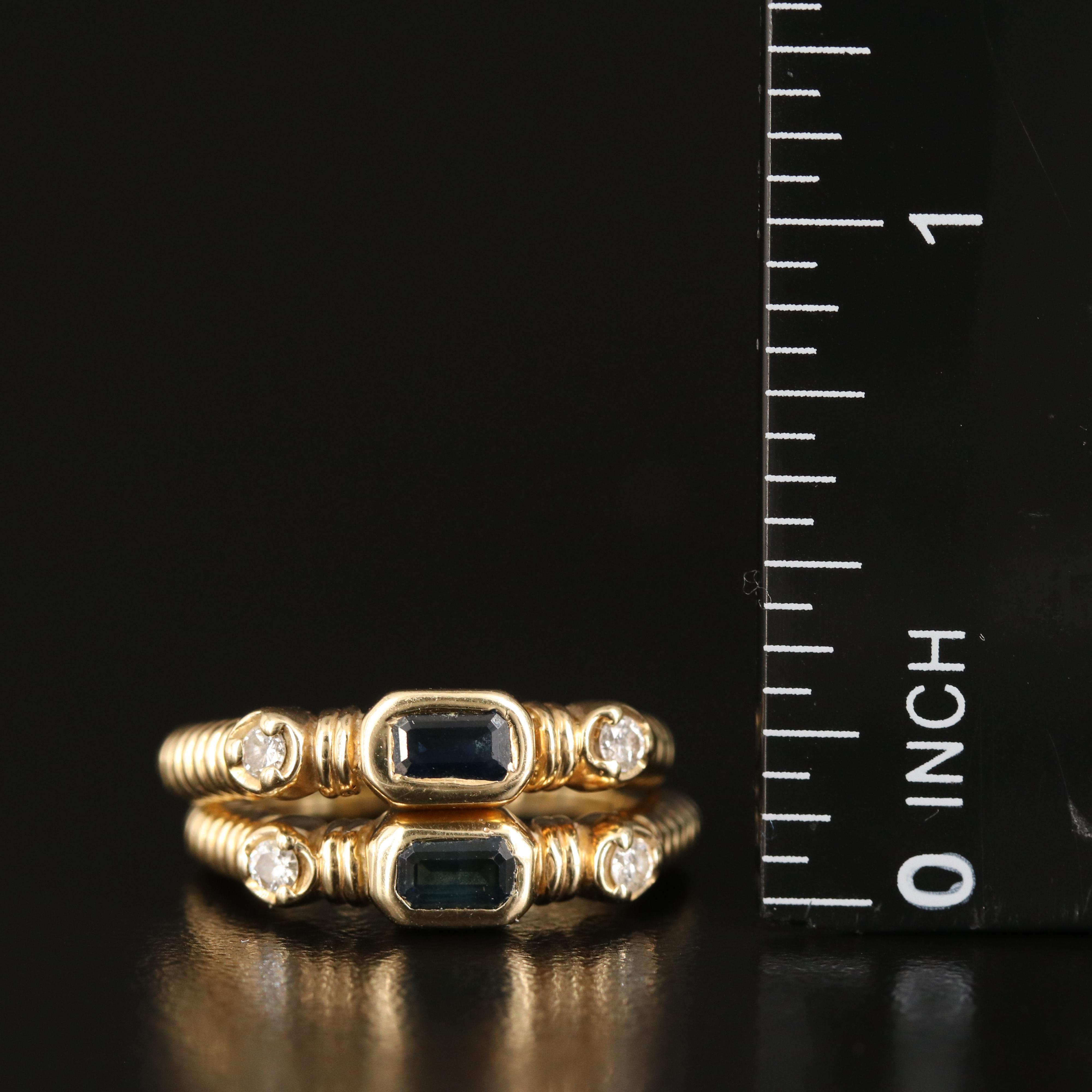 14K Sapphire and Diamond Stacking Rings | EBTH