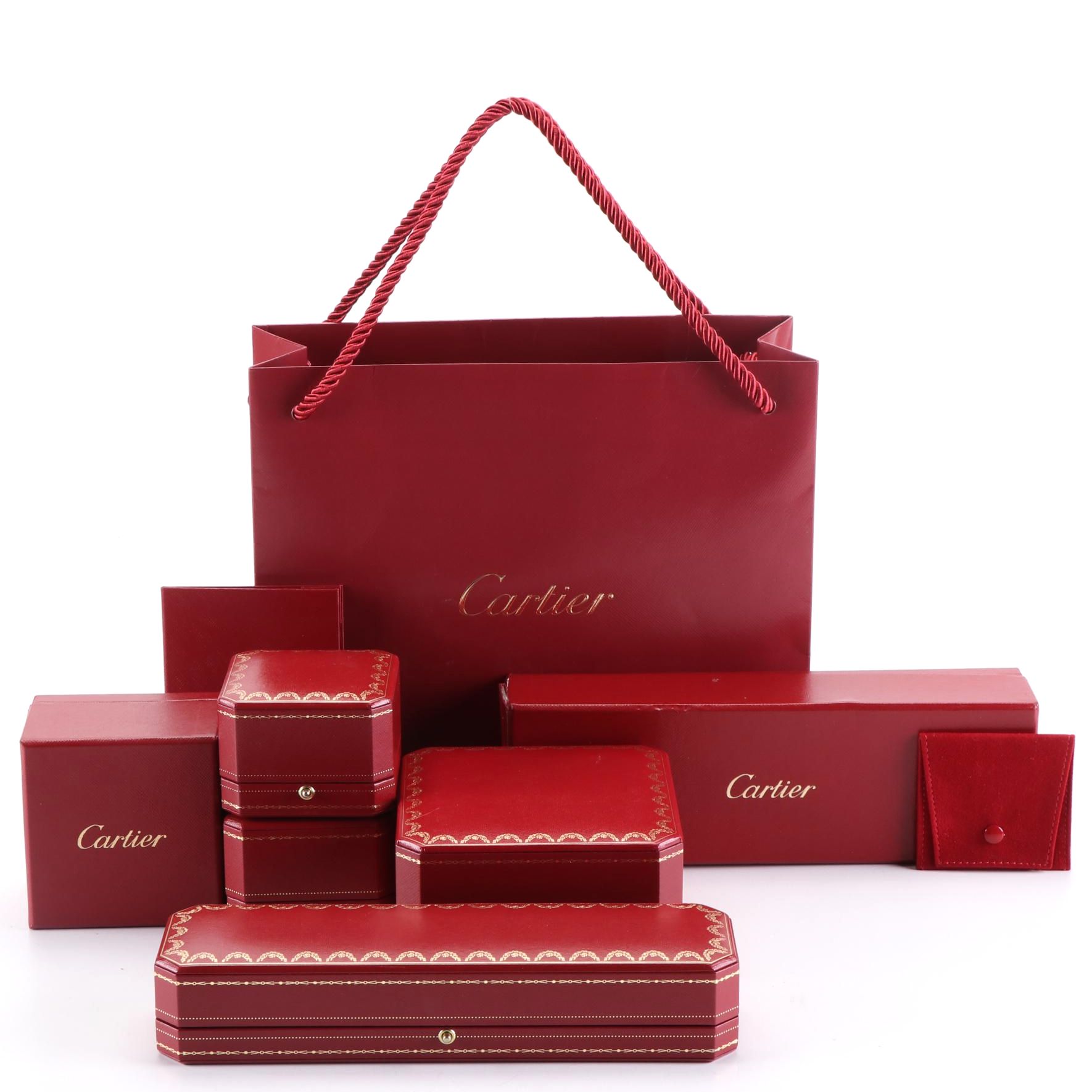 Cartier Watch/Jewelry Cases, Gift Boxes, and Shopping Bag | EBTH