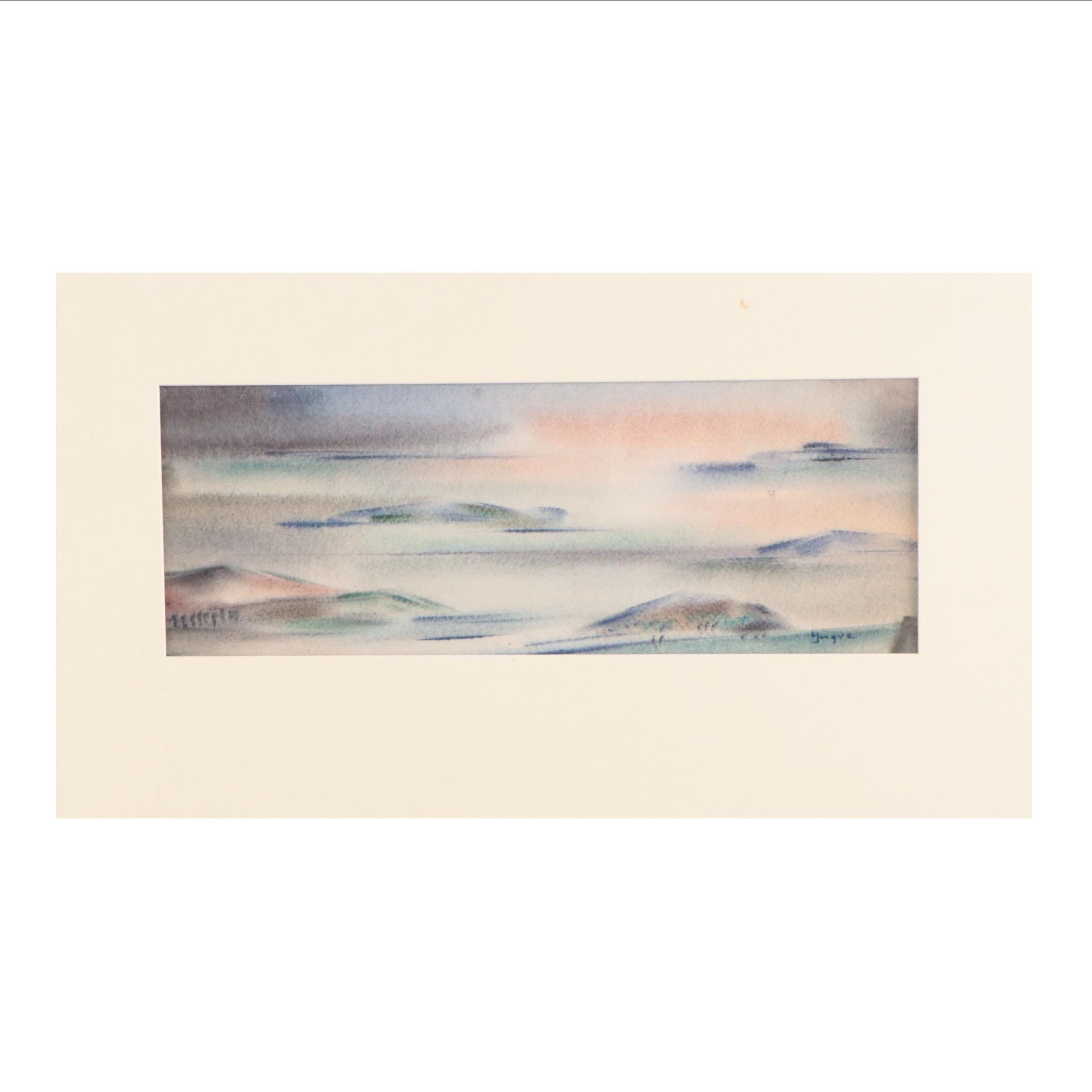 Yngve H. Olsen Modernist Watercolor Painting of Landscape, Mid-20th ...