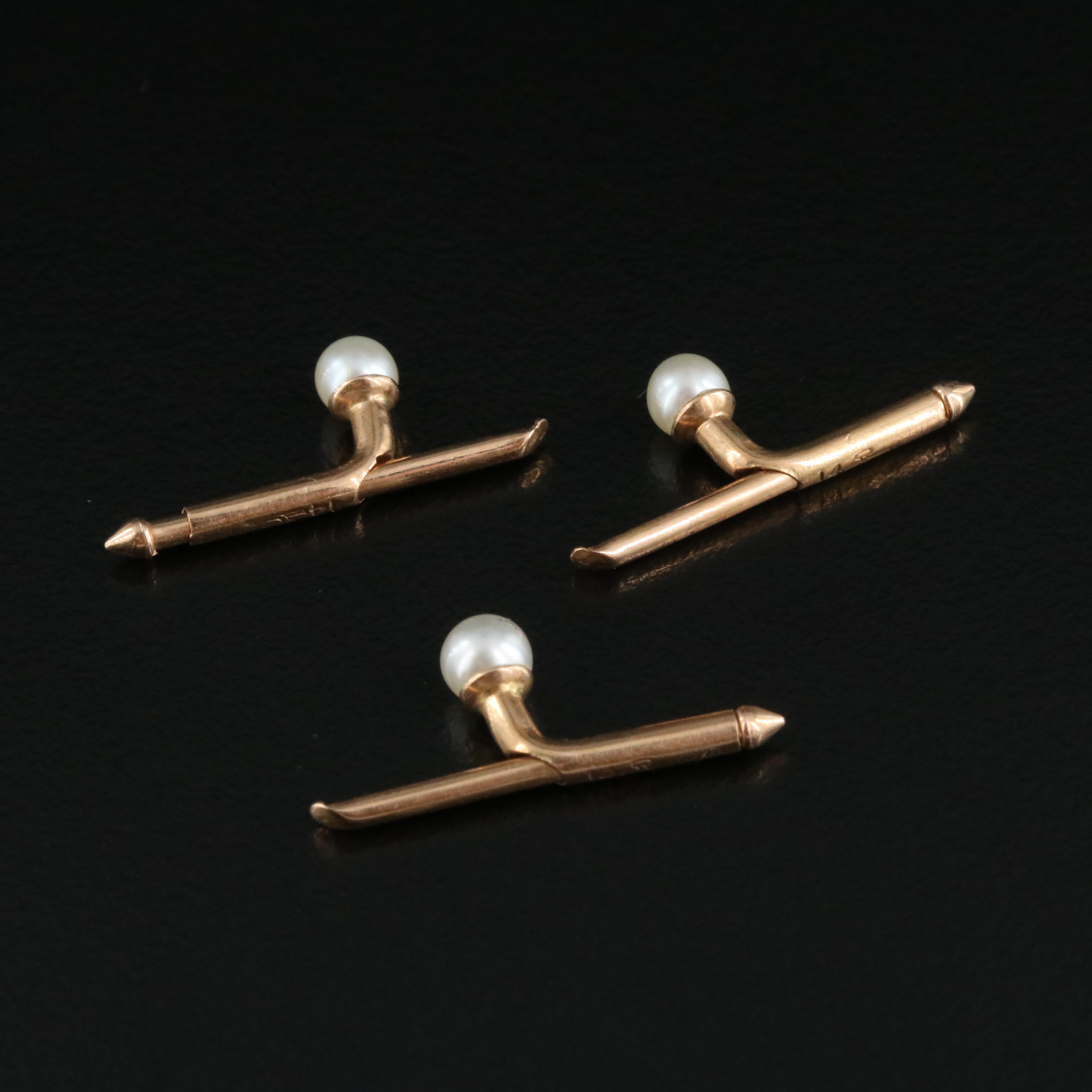 Larter & Sons 14K Pearl Shirt Studs | EBTH