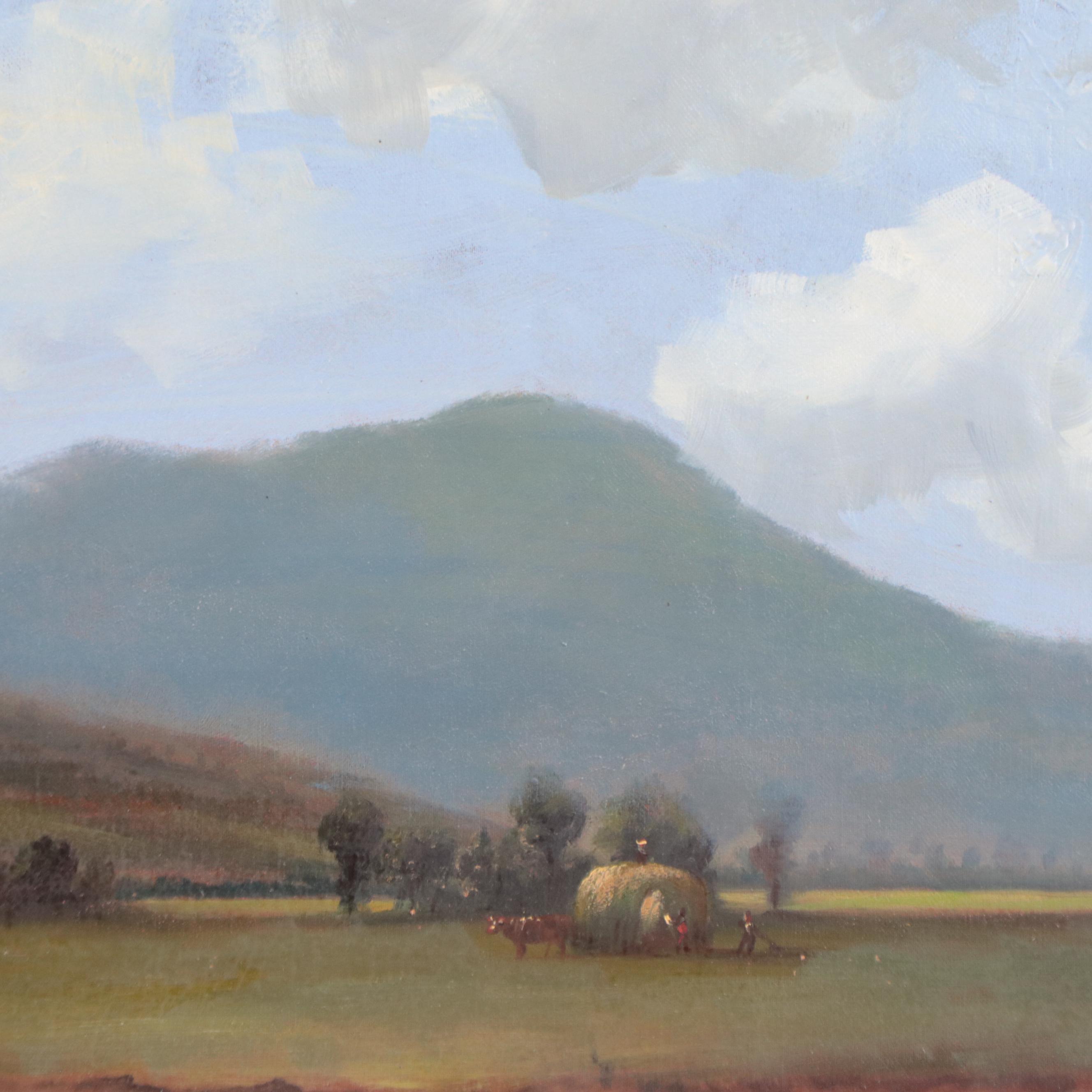 Bucolic Landscape Oil Painting of Cows Drinking From Stream | EBTH