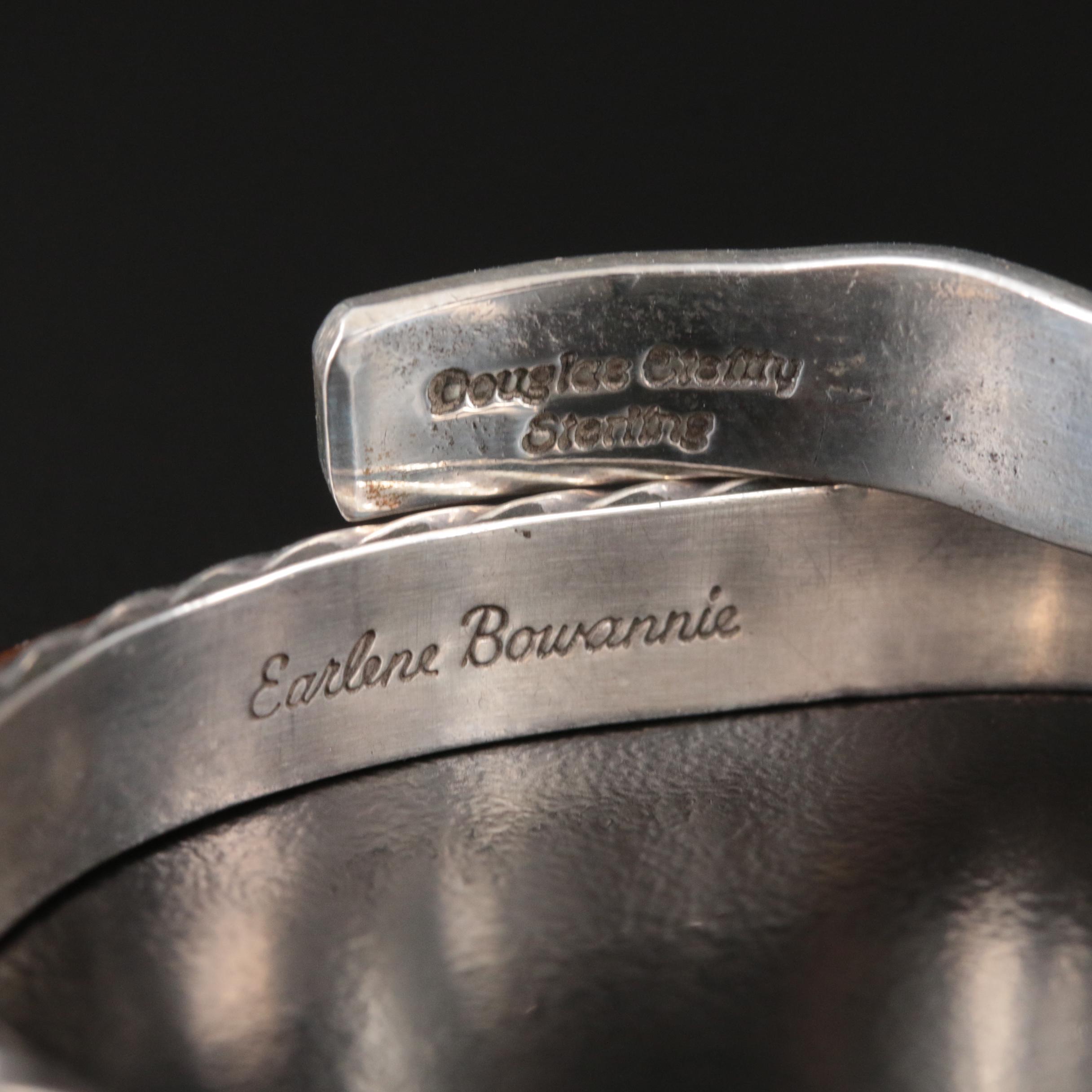 Earlene Bowannie Zuni and Douglas Etsitty Navajo Diné Sterling Cuffs | EBTH