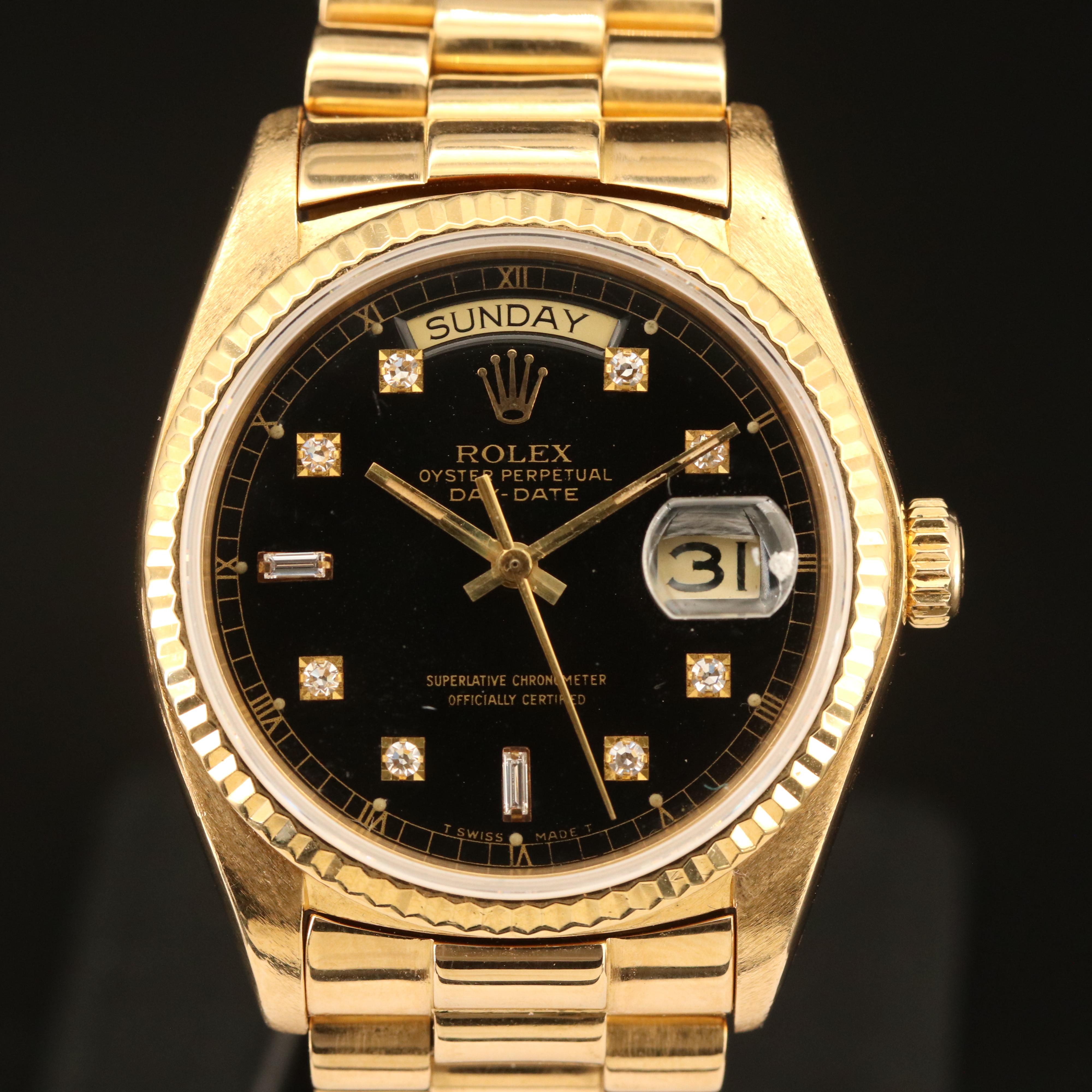 1979 Rolex Presidential Day-Date 18K Diamond Wristwatch | EBTH