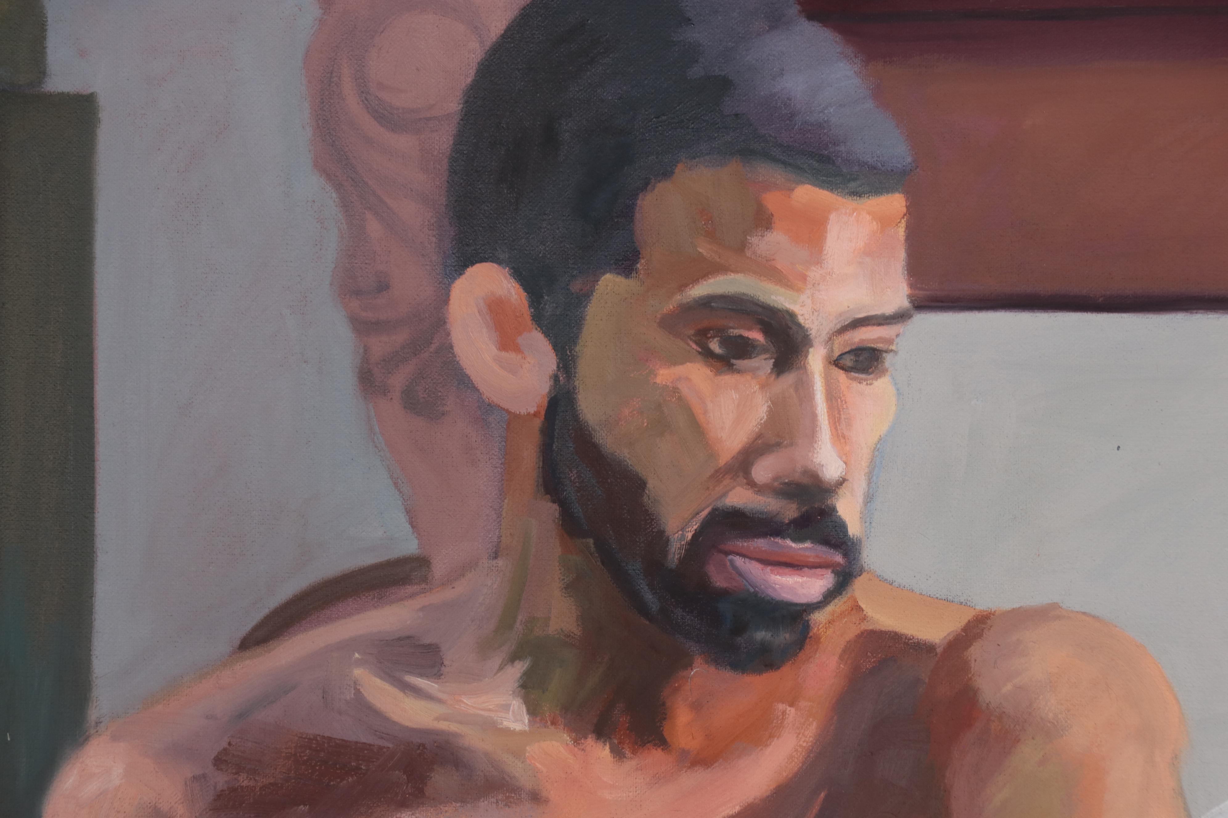 Katrina Halter Oil Painting of Seated Nude Figure, 1992 | EBTH