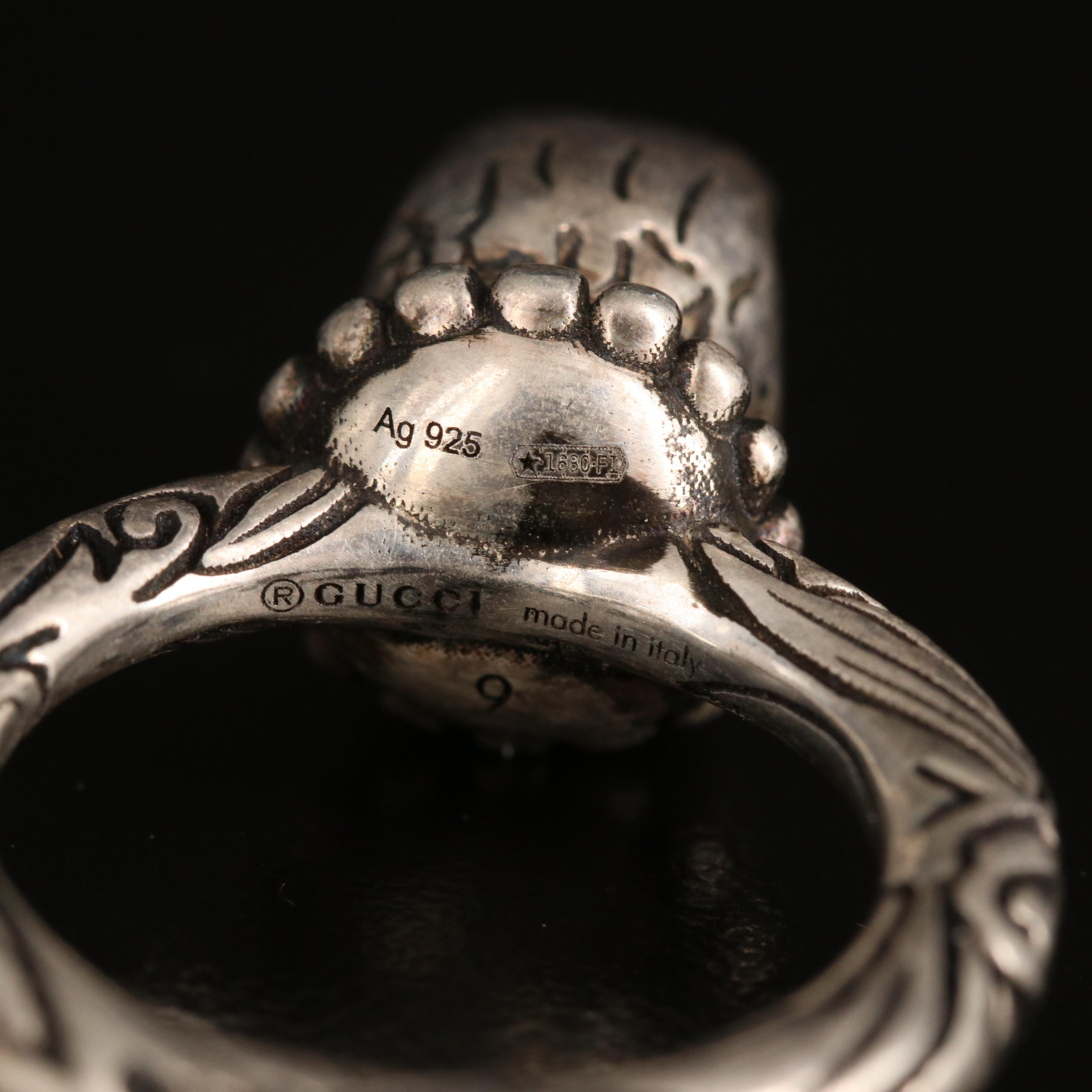 Gucci "Anger Forest" Sterling Eagle Head Ring | EBTH