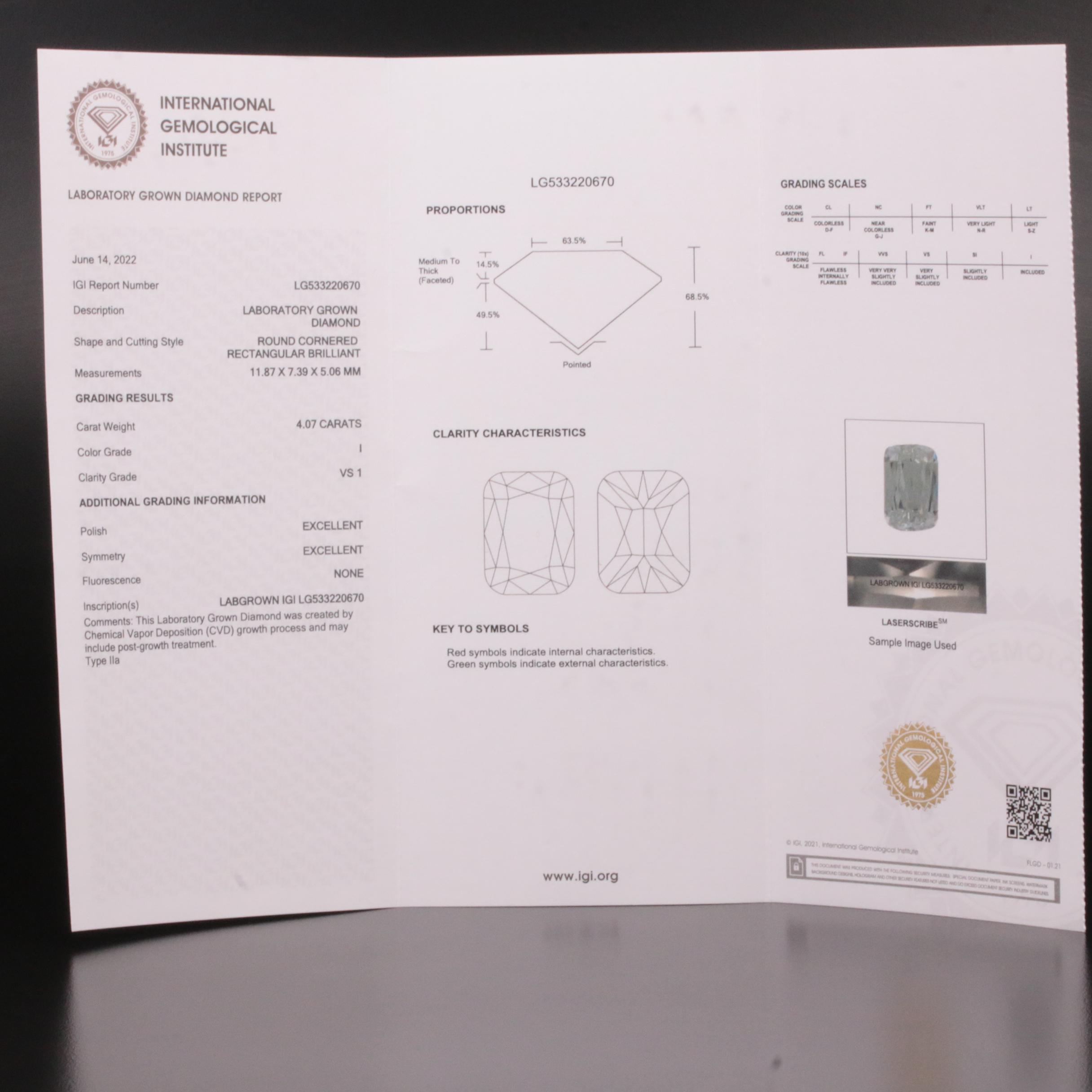 Loose 4.07 CT Lab Grown Diamond with IGI Report | EBTH