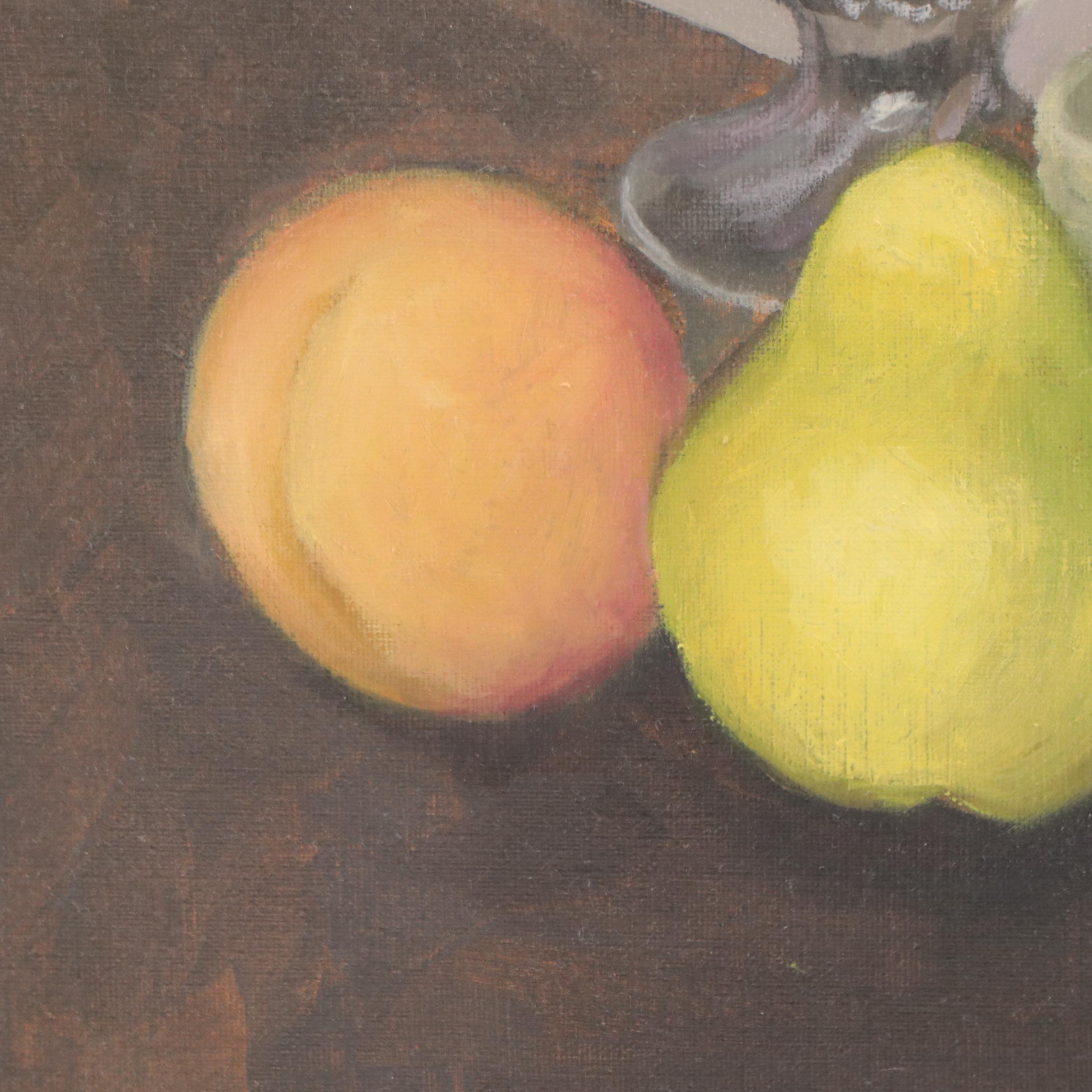 Katrina Halter Still Life Oil Painting of Fruit, Candlestick and ...