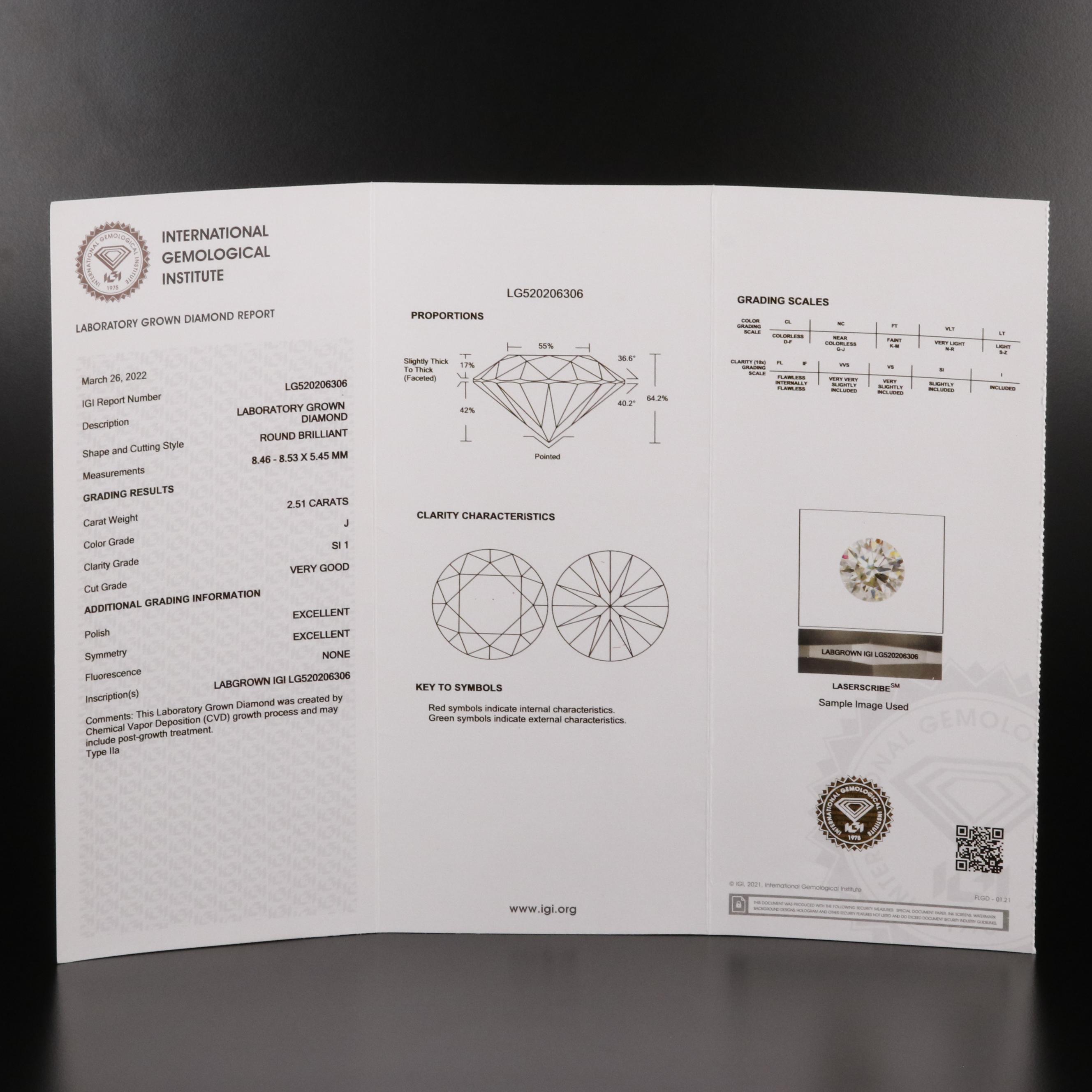 Loose 2.51 CT Lab Grown Diamond with IGI Report | EBTH