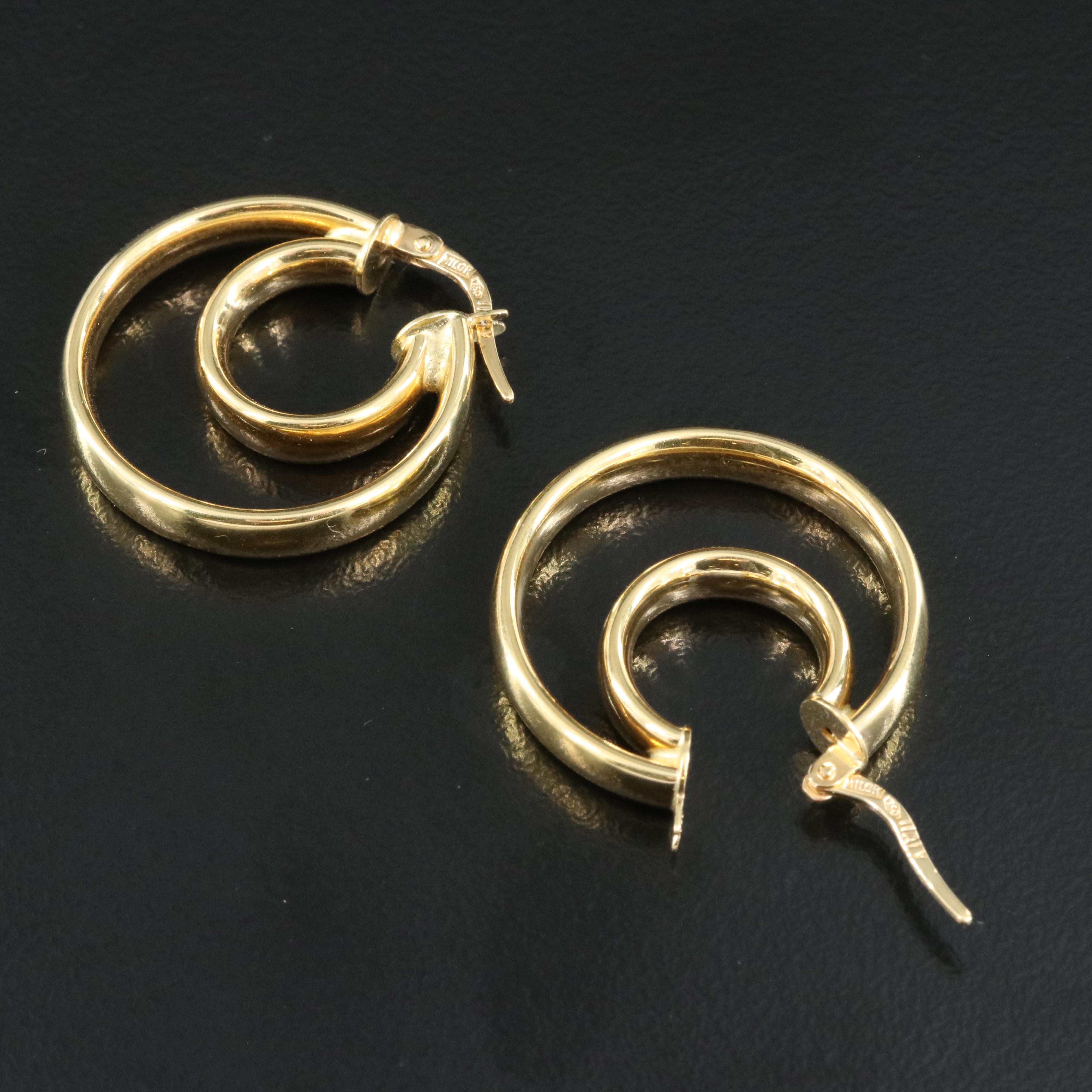 Italian Milor 18K Double Hoop Earrings | EBTH