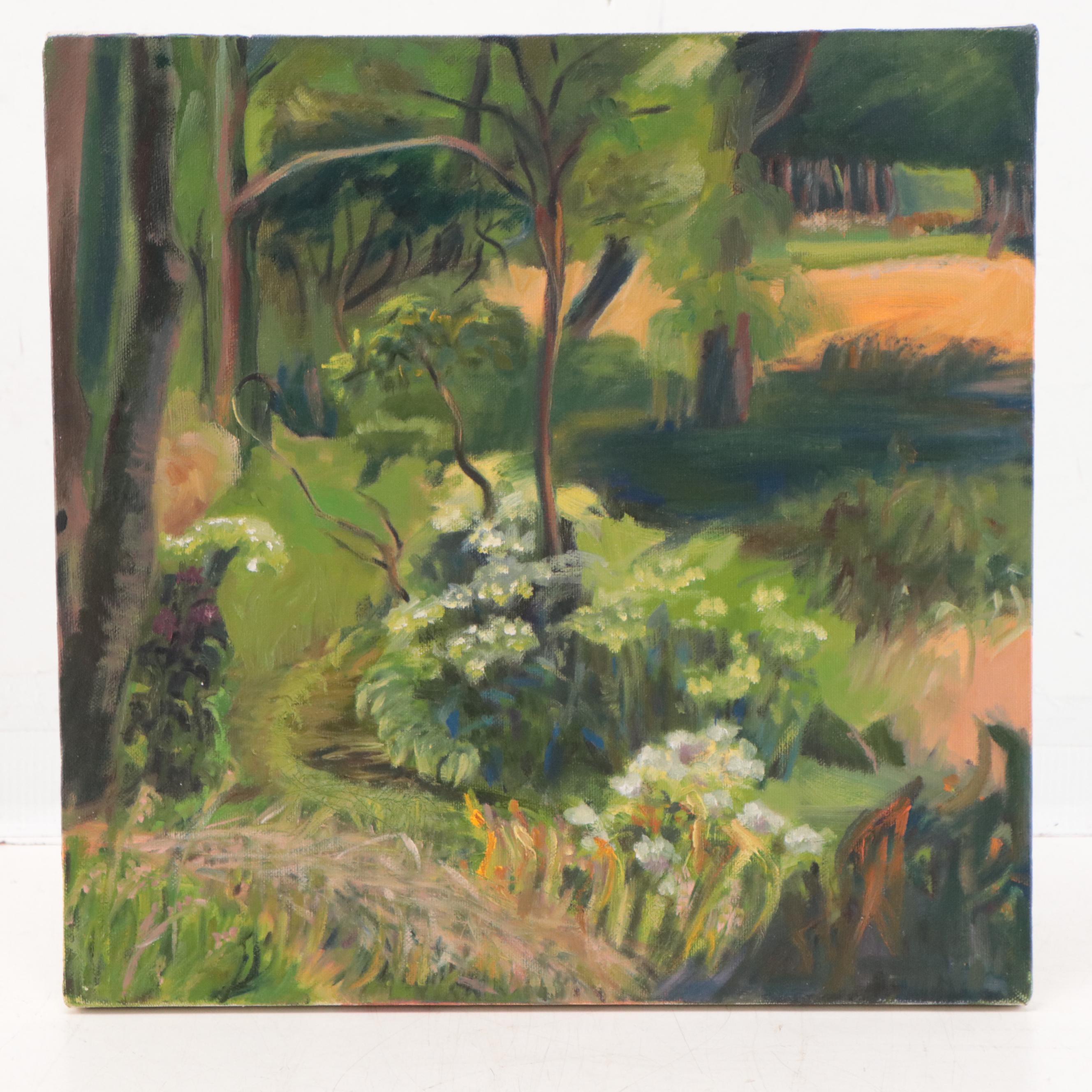 Katrina Halter Garden Landscape Oil Painting, 1992 | EBTH
