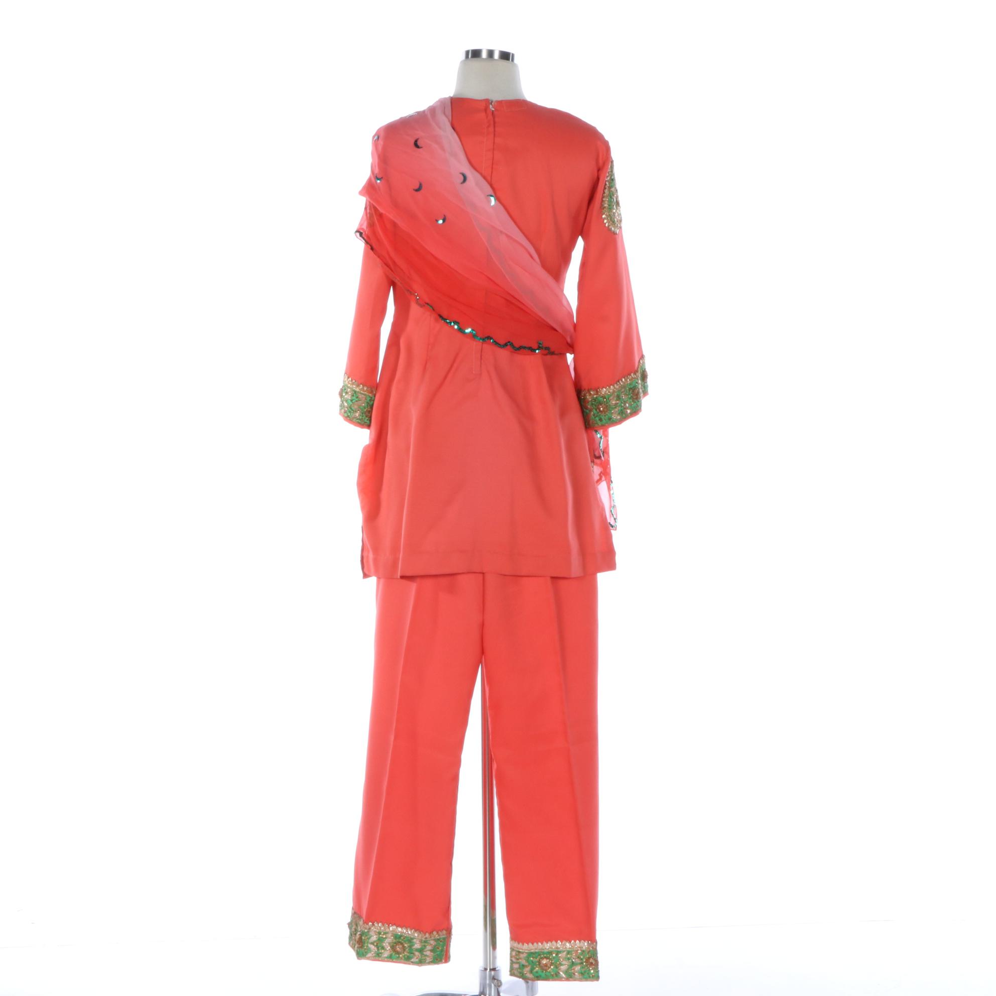 Shahdin Embellished Salwar Kameez with Moon Sequined Sash | EBTH