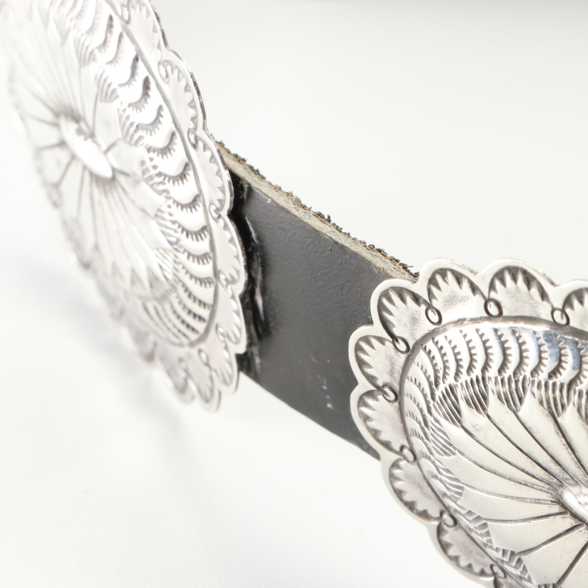 Southwestern Sterling Silver Concho Belt with Scalloped Edge and ...