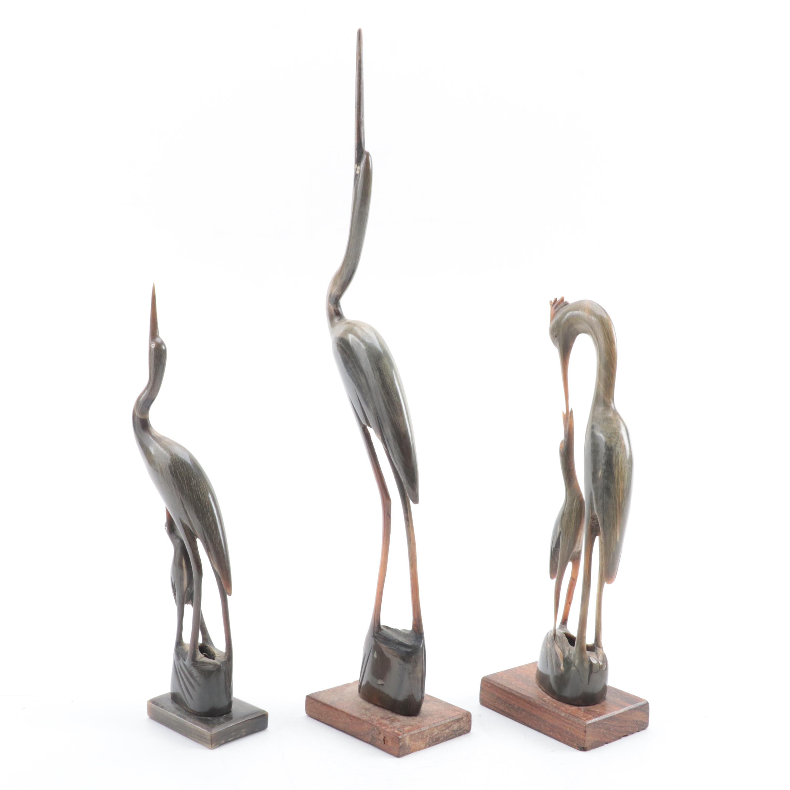 Hand-Carved Horn Heron Figurines | EBTH