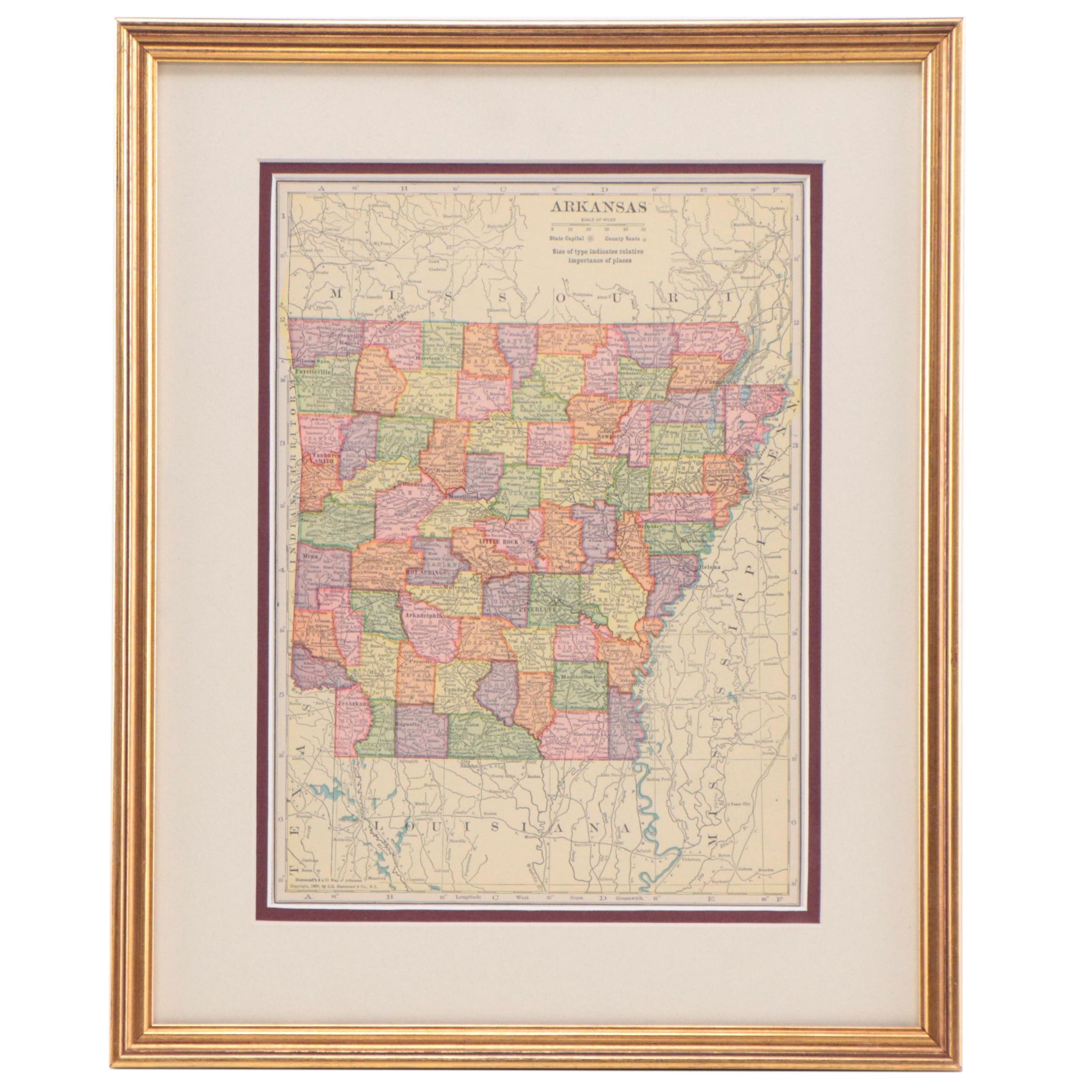 C. S. Hammond & Co. Wax Engraving Map "Arkansas," 1909 | EBTH