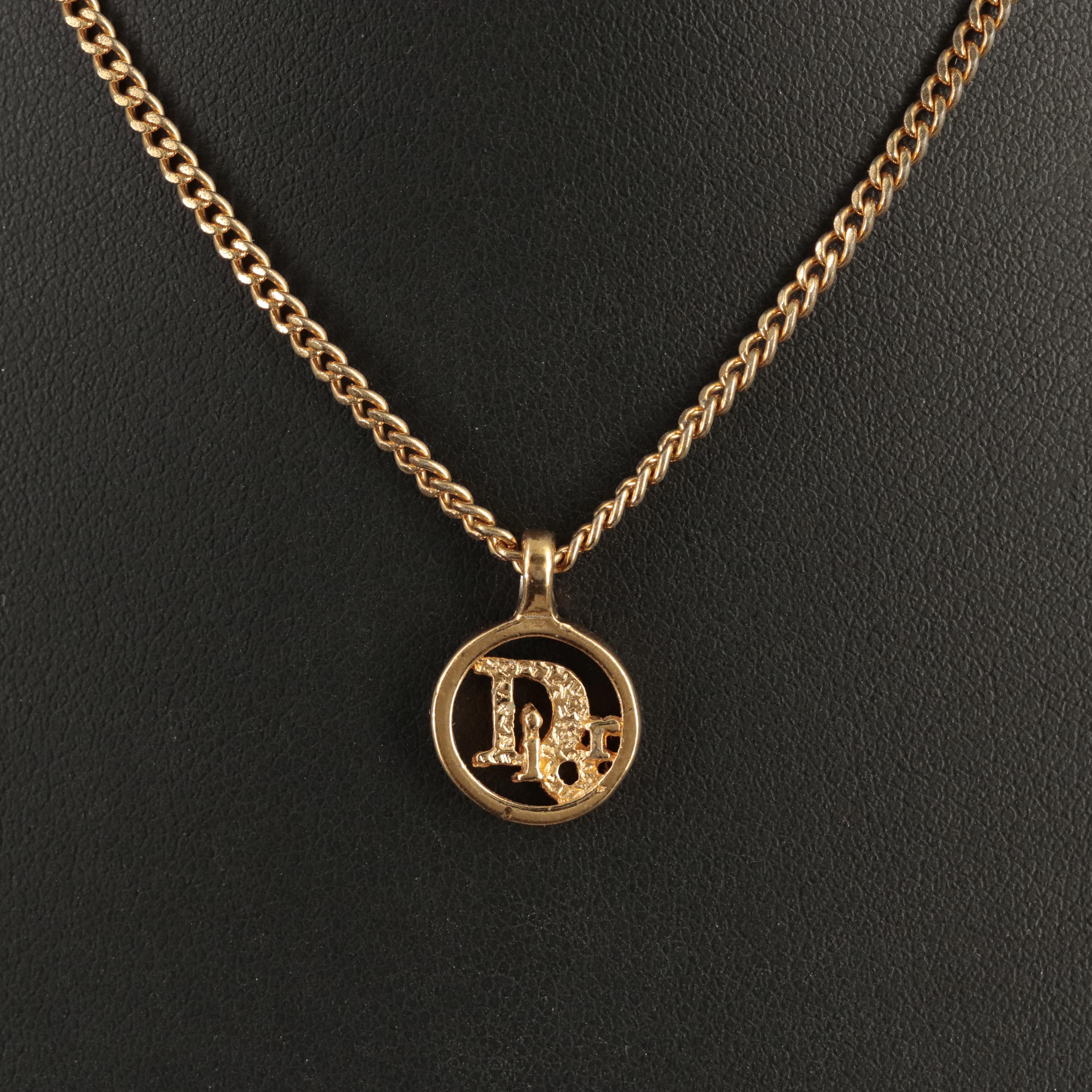 Christian Dior Logo Circle Pendant Necklace | EBTH