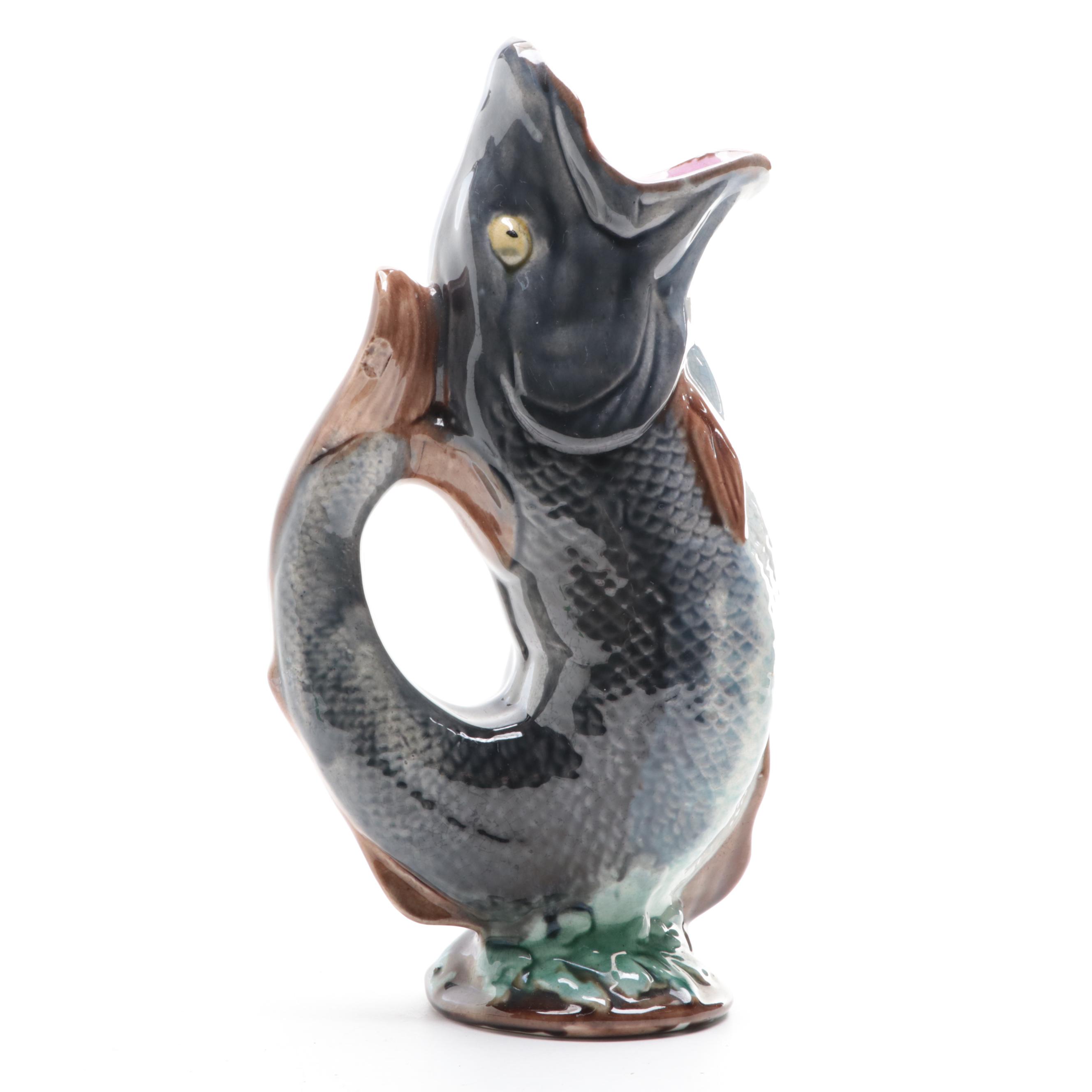 English Majolica Gurgling Fish Pitcher, Mid to Late 19th Century | EBTH